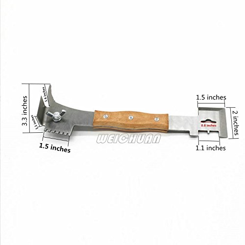 WEICHUAN Multifunction Hive Scraper Tool with Wooden Handle - Beekeeping Equipment Bee Hive Hand Tool Beekeeper Tool