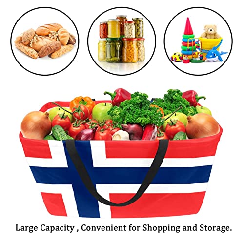 Reusable Grocery Bags,Recyclable Shopping Bags,flag of Norway,Washable Durable Pouch Portable Tote Bag