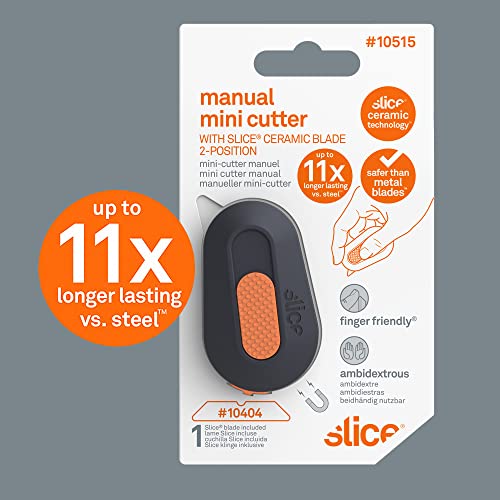 Slice Mini Box Cutter | Manual Retracting | Safe Ceramic Box Cutter Lasting 11x Longer than Metal | Keychain Box Opener | 1 Pack