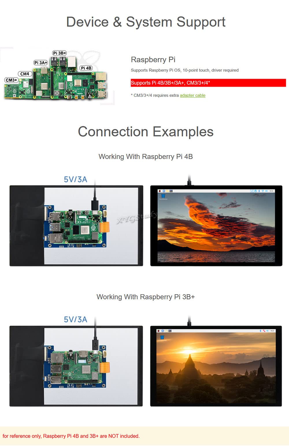 XYGStudy 10.1inch IPS DSI 1280×800 Capacitive Touch Optical Panel Screen Display for Raspberry Pi 4 3 Model B B+ A+, CM3/3+/4 (10.1inch DSI LCD (C))
