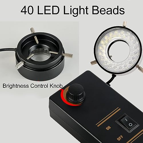 Microscope Camera, 400-700nm Wide Application High Definition Multimedia Interface Digital Industry Camera 100β240VAC Adjustable LED Light for Industrial Use (US Plug)