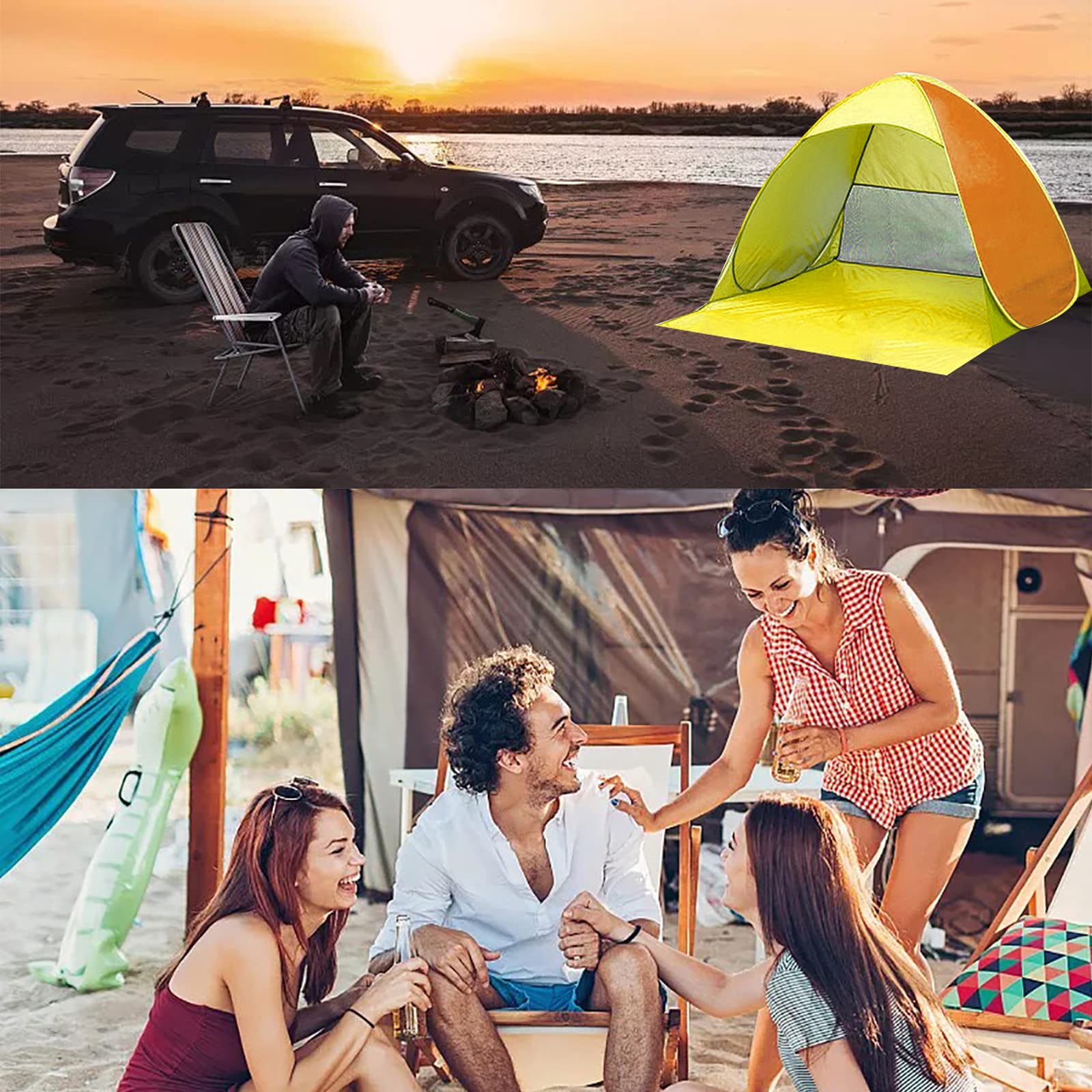 Pop Up 2-3 Person Portable Beach Tent, UPF 50+ Sun Shelter Tent Umbrella Baby Canopy with Carry Bag