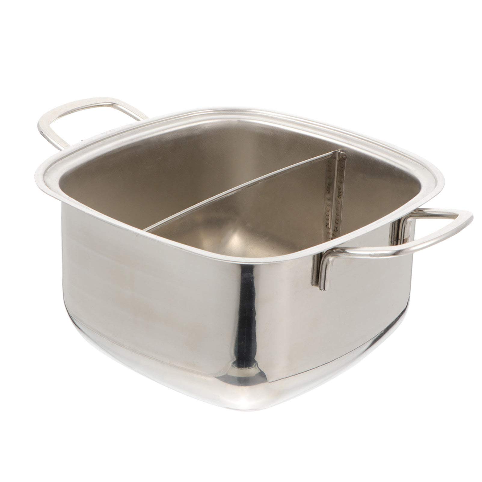 SHERCHPRY Pan Divider Stainless Steel Cookware Hot Pot with Divider Shabu Shabu Hot Pots Stainless Steel Pot for Induction Cooktop Gas Stove M Stainless Steel Wok Supplies