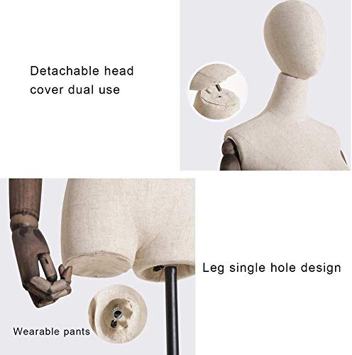 Mannequin Torso Mannequin Dress Form Torso Female Tailors Dummy Dressmakers Dummies Fashion Students Display Bust with Solid Wood Arm Height Adjustable for Apparel Jewelr