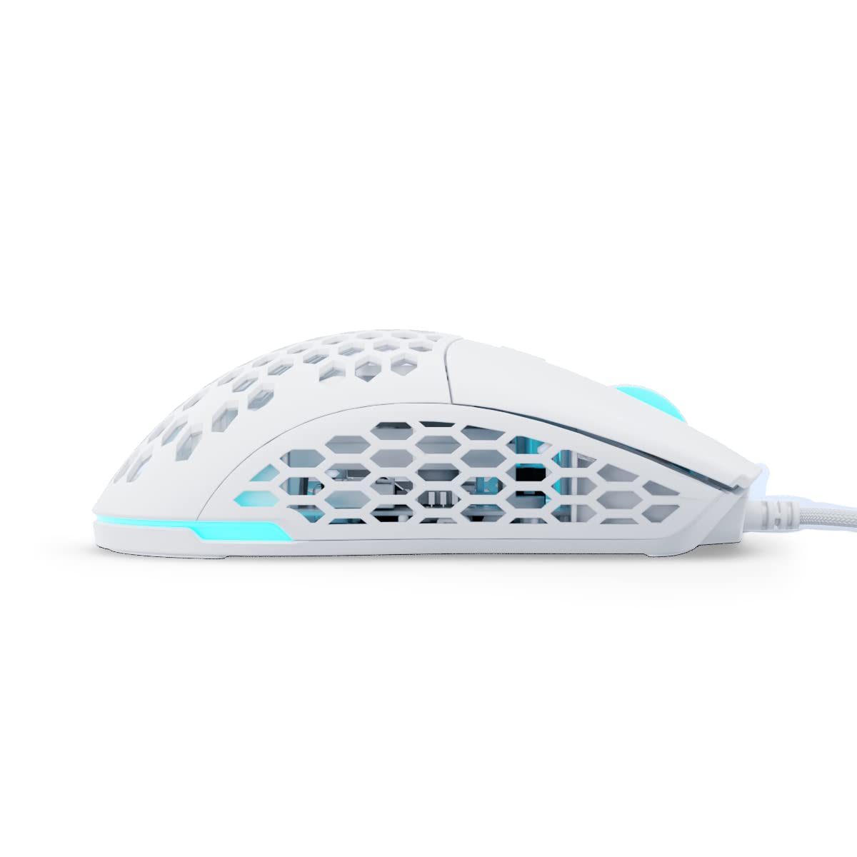 PWNAGE Ultra Custom Symm 2 RGB Mouse Professional PMW3389 Optical Sensor 16,000 DPI - Flexible Paracord Cable - 100% PTFE Skates (Honeycomb Sides, Wired, White)
