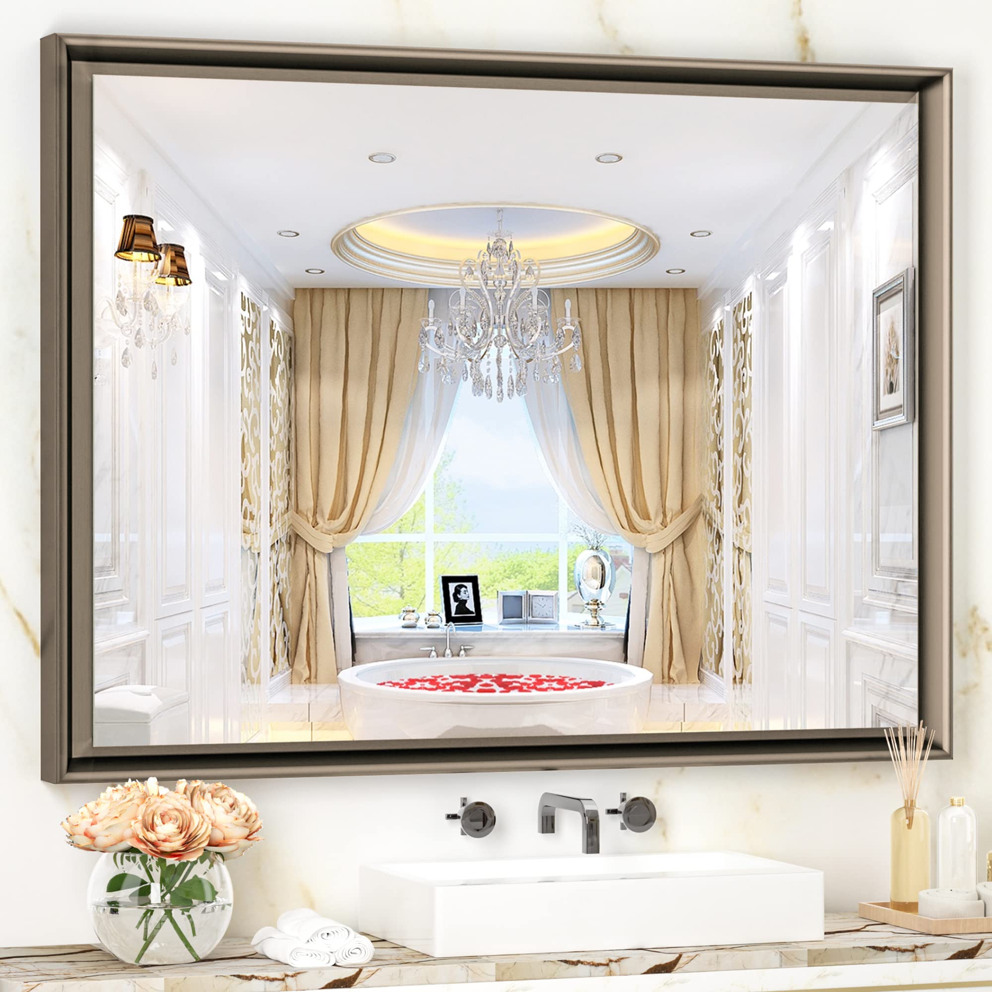 Vosuja 40 x 26 Inch Black Bathroom Mirrors