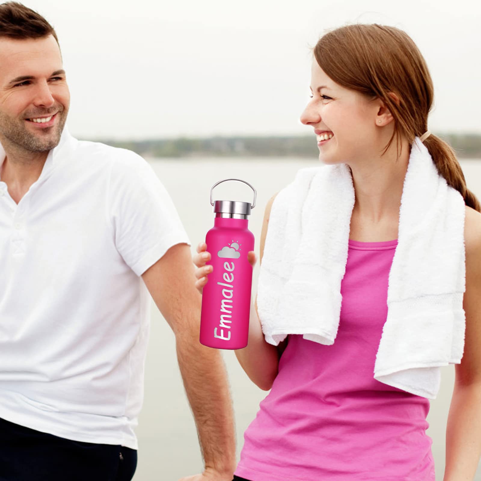 Personalized Water Bottles with Straw, Custom Insulated Water Bottle Engraved Name Text for Women Men Girls Boys-12oz/26oz