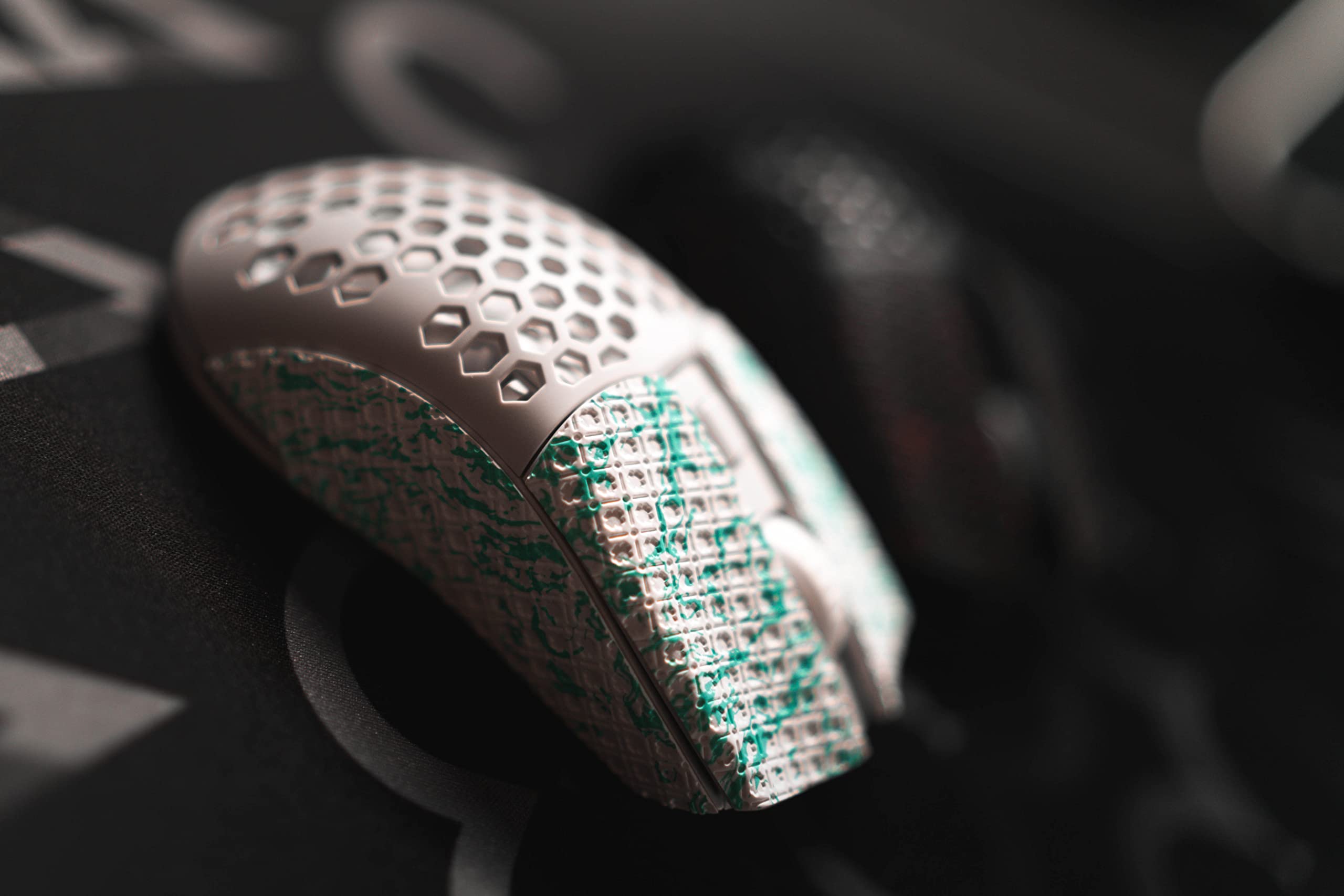 PWNAGE Ultra Custom Symm 2 Wireless Gaming Mouse - Flawless Pro Grade 3370 Optical Sensor- Flexible Paracord Cable - 100% PTFE Skates (Honeycomb Sides, White)