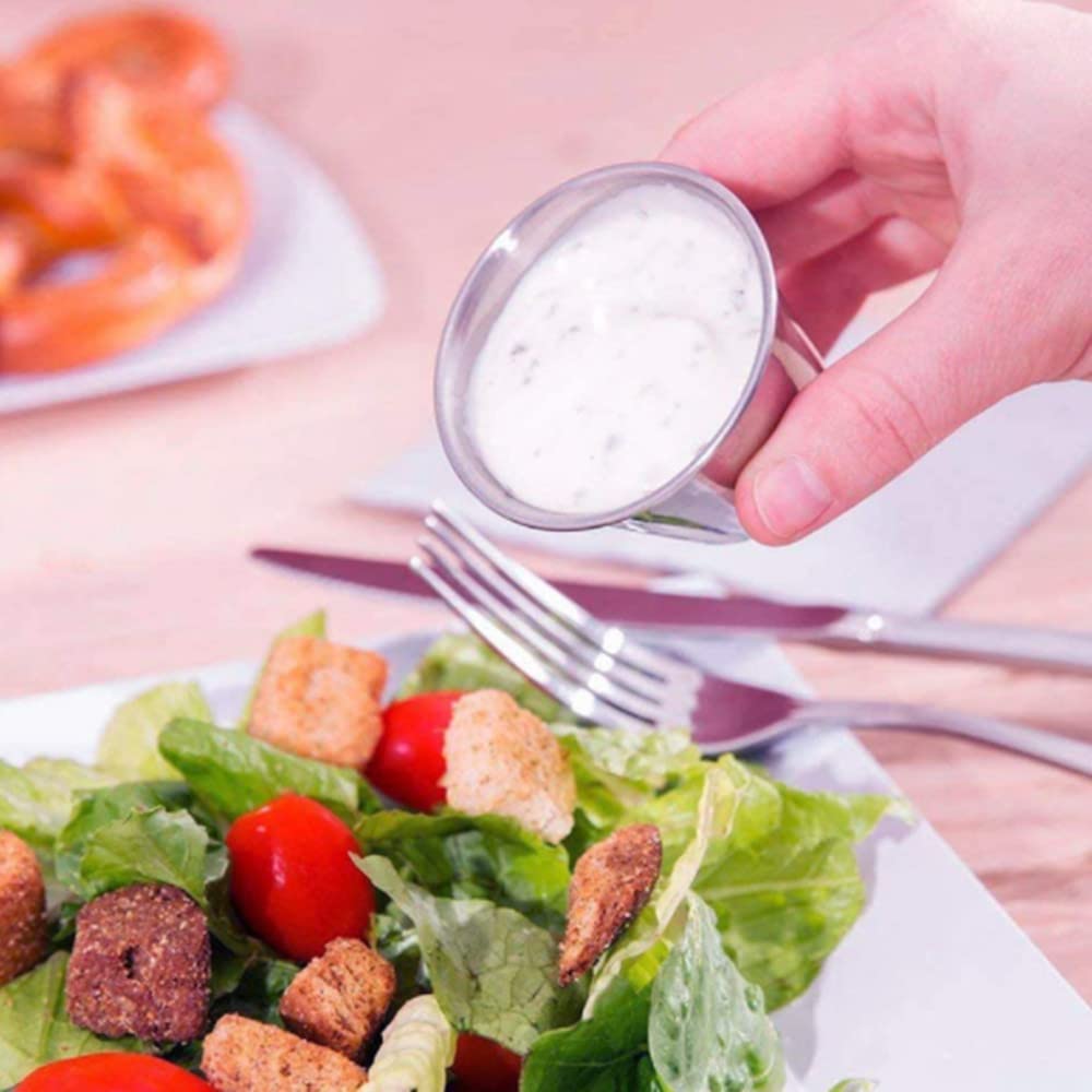 Raitron 4pcs Stainless Steel Sauce Cup Condiment Ketchup Dipping Bowl Seasoning Dish Appetizer Plates Container Kitchen Tools