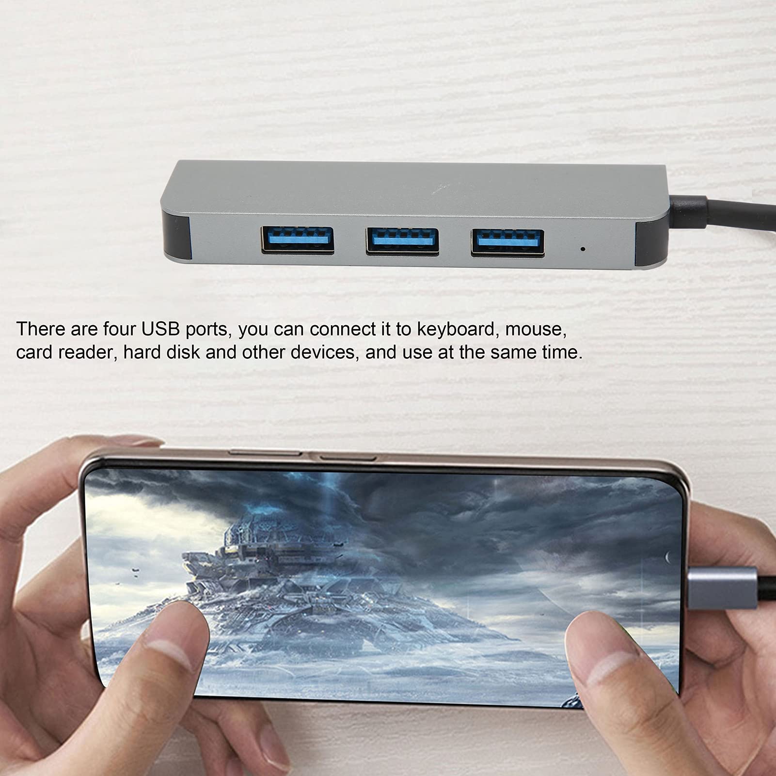 USB Hub,USB C Hub, USB Adapter, Expansion Dock 4 in 1 Multi USB Ports Adapter Converter for Keyboard Mouse Card Reader Hard Drive Connector