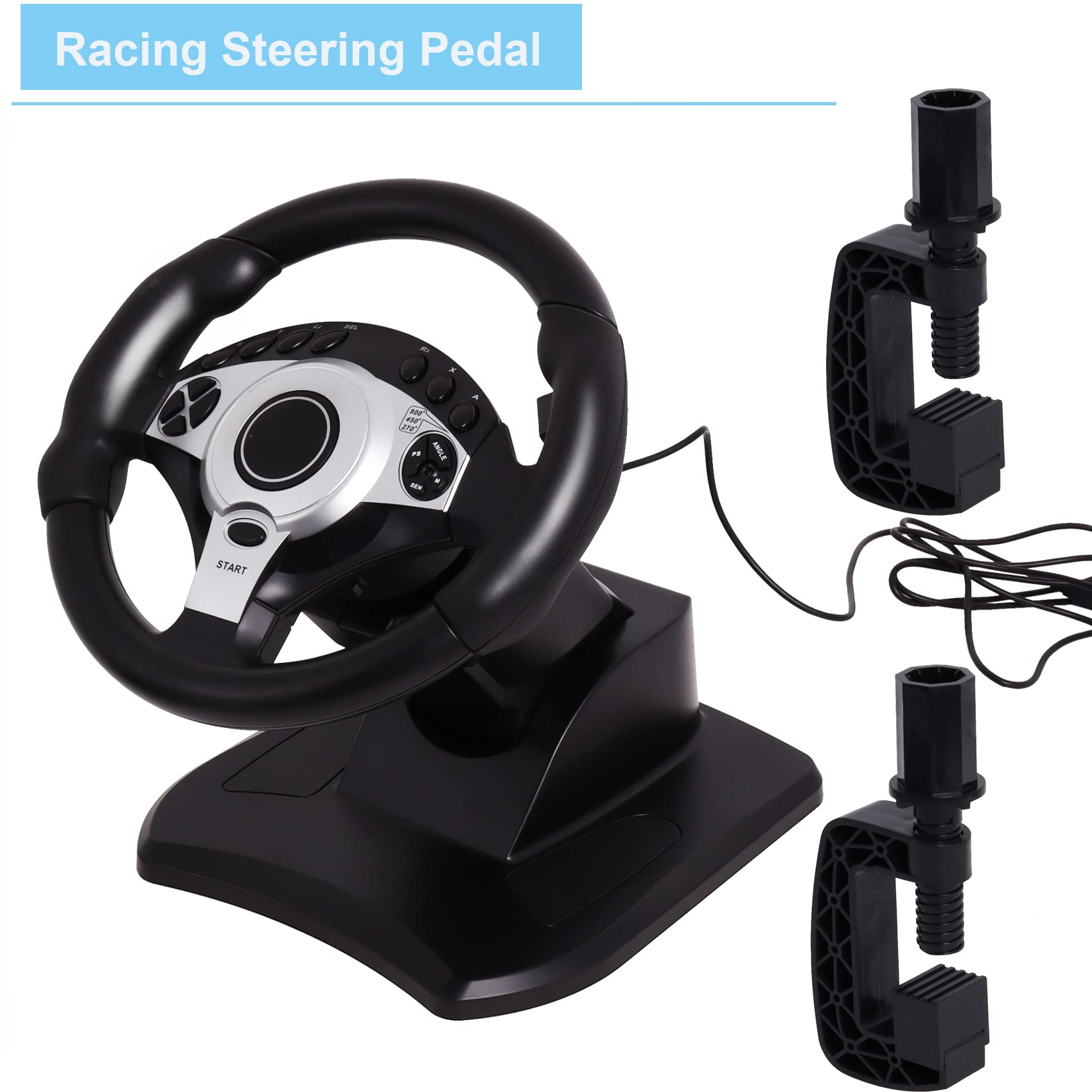 PXN Gaming Racing Steering Wheel 270/900 Degree for Compatible with PS4 PS3 PC XBOX 360 XBOX ONE NS SWITCH ANDROID Driving Force Steering Wheel with Pedals