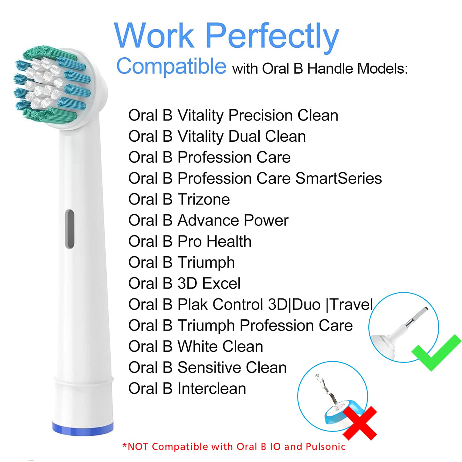 Replacement Toothbrush Heads Compatible with Oral B Braun Electric Toothbrushes, Brush Head Refills for Precision Clean and Gum Care, 6 Pack