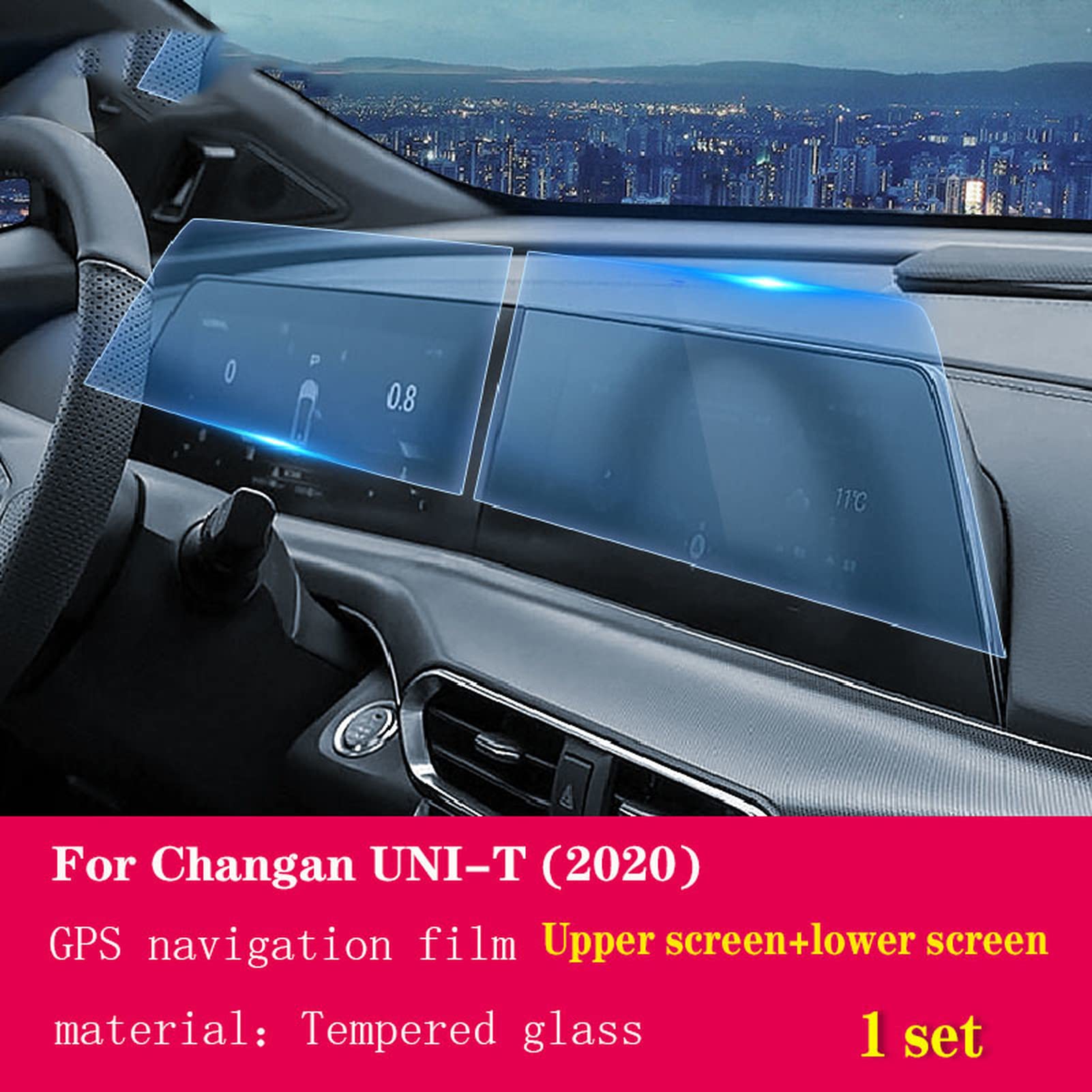 REWIO Car GPS Navigation Film LCD Screen Tempered Glass Protective Film Anti-Scratch Film Interior Accessories, for Changan UNI-T 2020