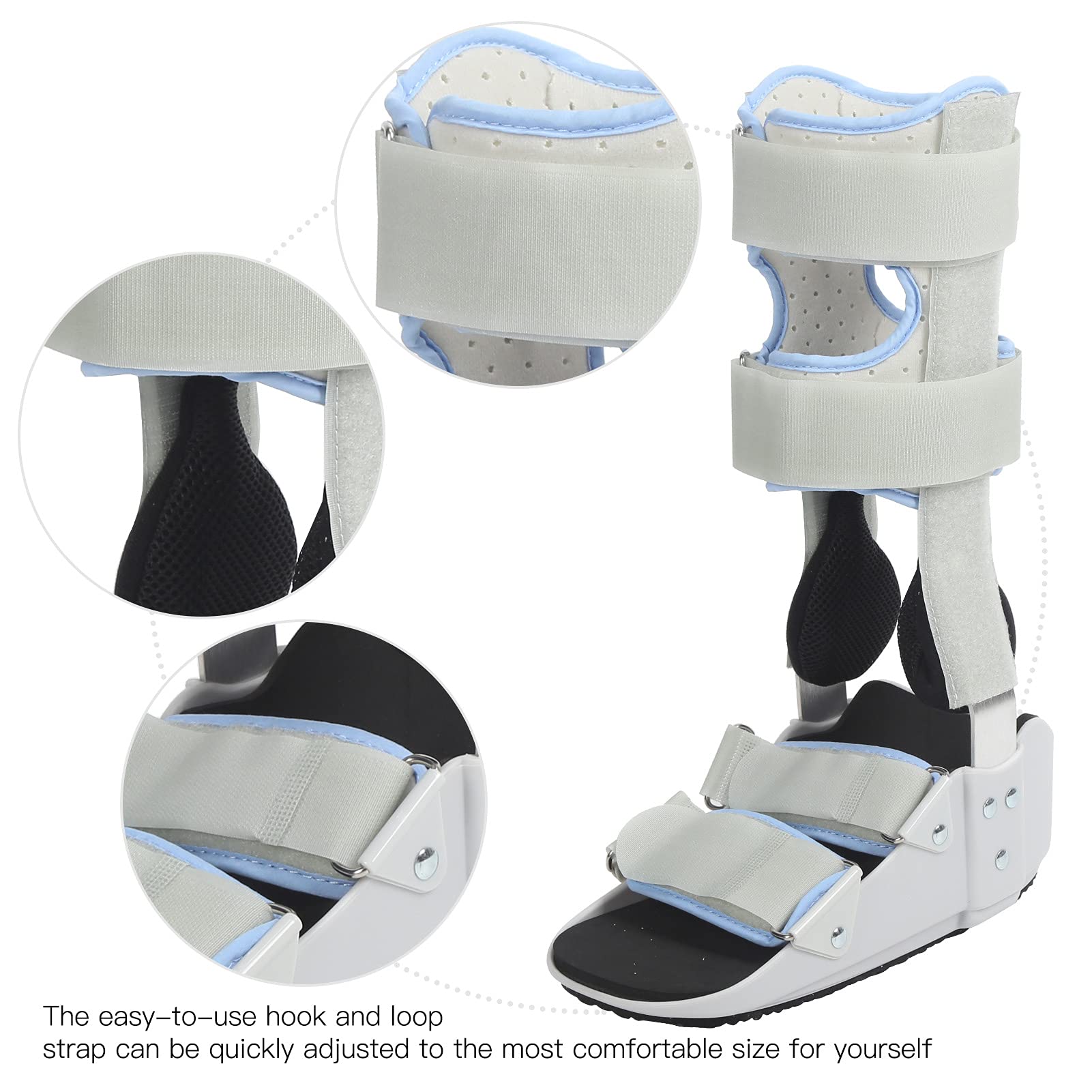 Orthopedic Walking Boot, Adjustable Breathable Ankle Protective Fracture Boot, Comfortable Air Walker Brace with Open Toe Design for Injured Foot, Ankle Sprain, Broken Toe, Ligament Injuries