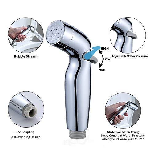 Timewill Handheld Bidet Sprayer for Toilet, Wall Mount, Chrome Finish
