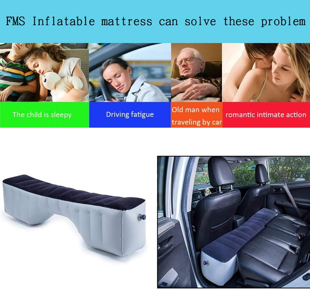 Mr.Ho Inflatable Car Travel Mattress Back Seat Gap Pad Air Bed Cushion Camping Air Couch (Blue)