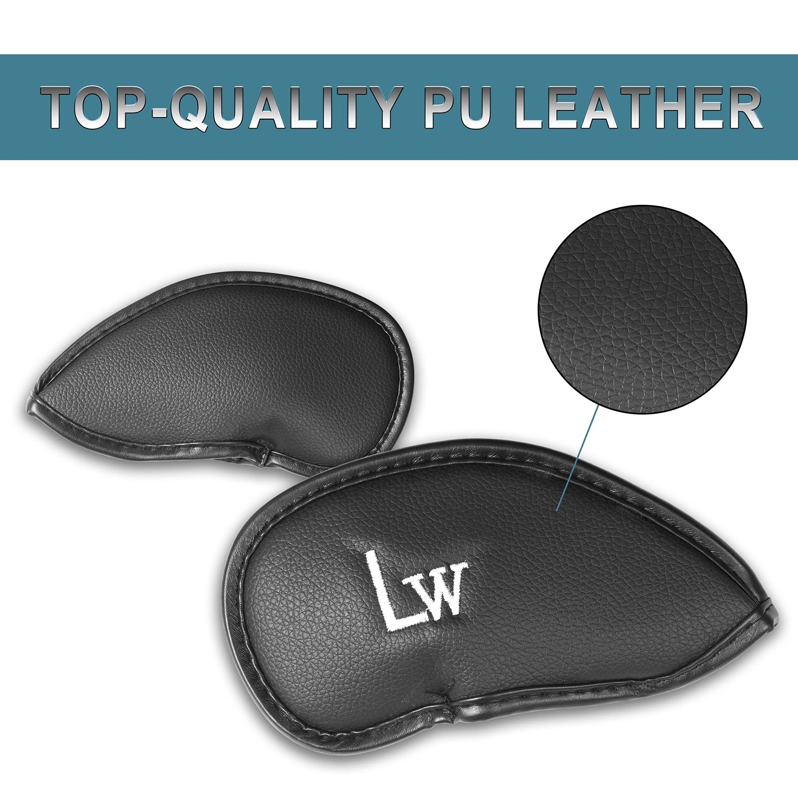 Newpal Golf 12 in 1 is Made of fine PU leather, Golf Iron Head Cover Set, Head Cover fits All Brands, Oversized and Waterproof. (leather)