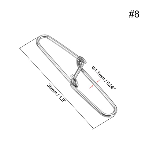 PATIKIL Duo-Lock Snaps, 100 Pack 154LBS Stainless Swivel Slid Rings Fishing Tackle Kit for Saltwater Freshwater, Silver