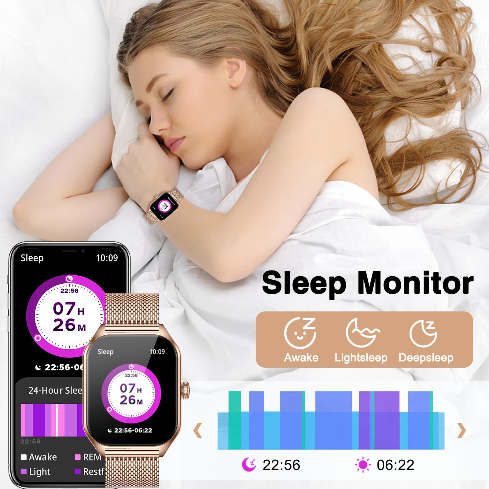 JYNZYUPO Smart Watch for Men Women,(Answer/Make Call) 1.84" Touch Screen Waterproof, 100+ Sport Modes, Fitness Activity Tracker, Heart Rate Sleep Monitor, Pedometer, Smart Watches for Android iOS