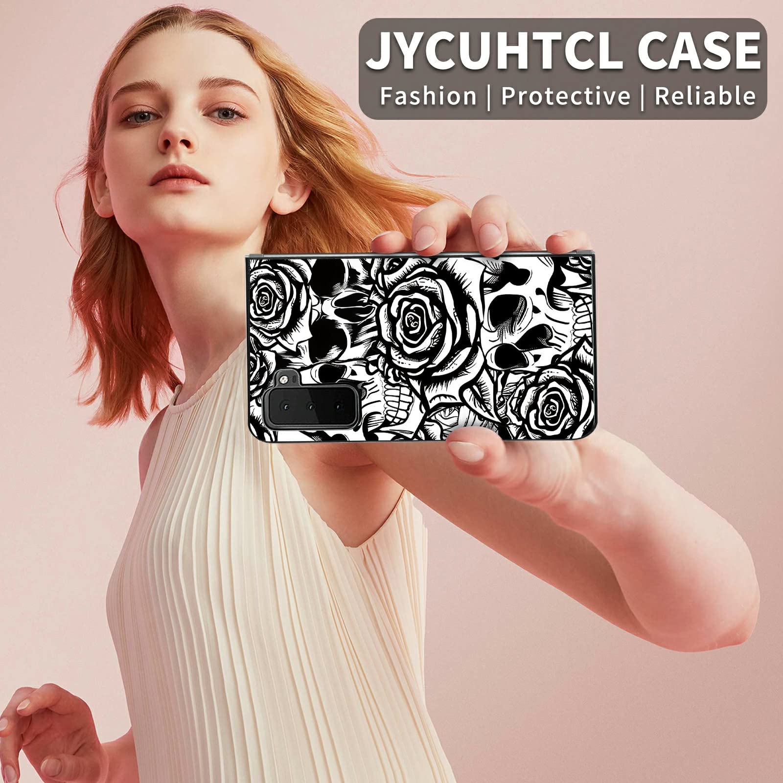 JYCUHTCL for Microsoft Surface Duo 2 Case 8.3"(NOT Fit Duo1), Skull Rose Black Design, Shockproof Slim Lightweight for Surface Duo 2 Phone Case Protective Cover