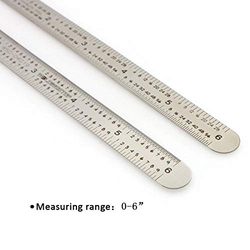 WeldingStop 6 in Machinist Ruler Scale 5R 10ths 1/100 1/32 1/64 Graduation Flexible Decimal Inch Steel Rule