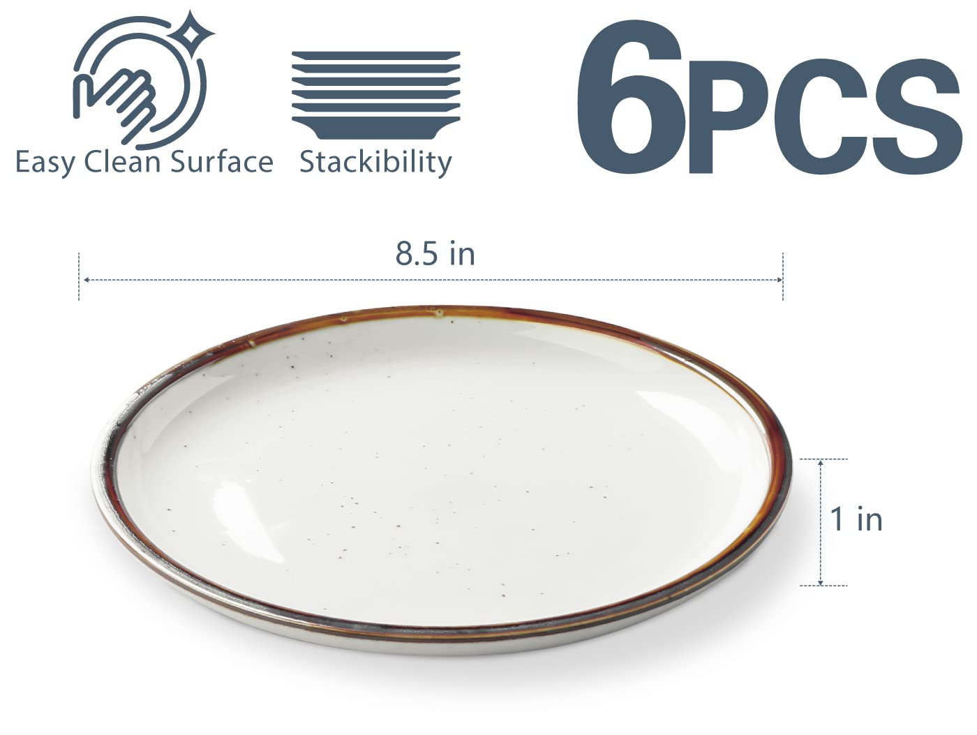 ONEMORE 30 oz Pasta Bowls and 8.5 inch Salad Plates Bundle - Microwave, Oven and Dishwasher Safe - White