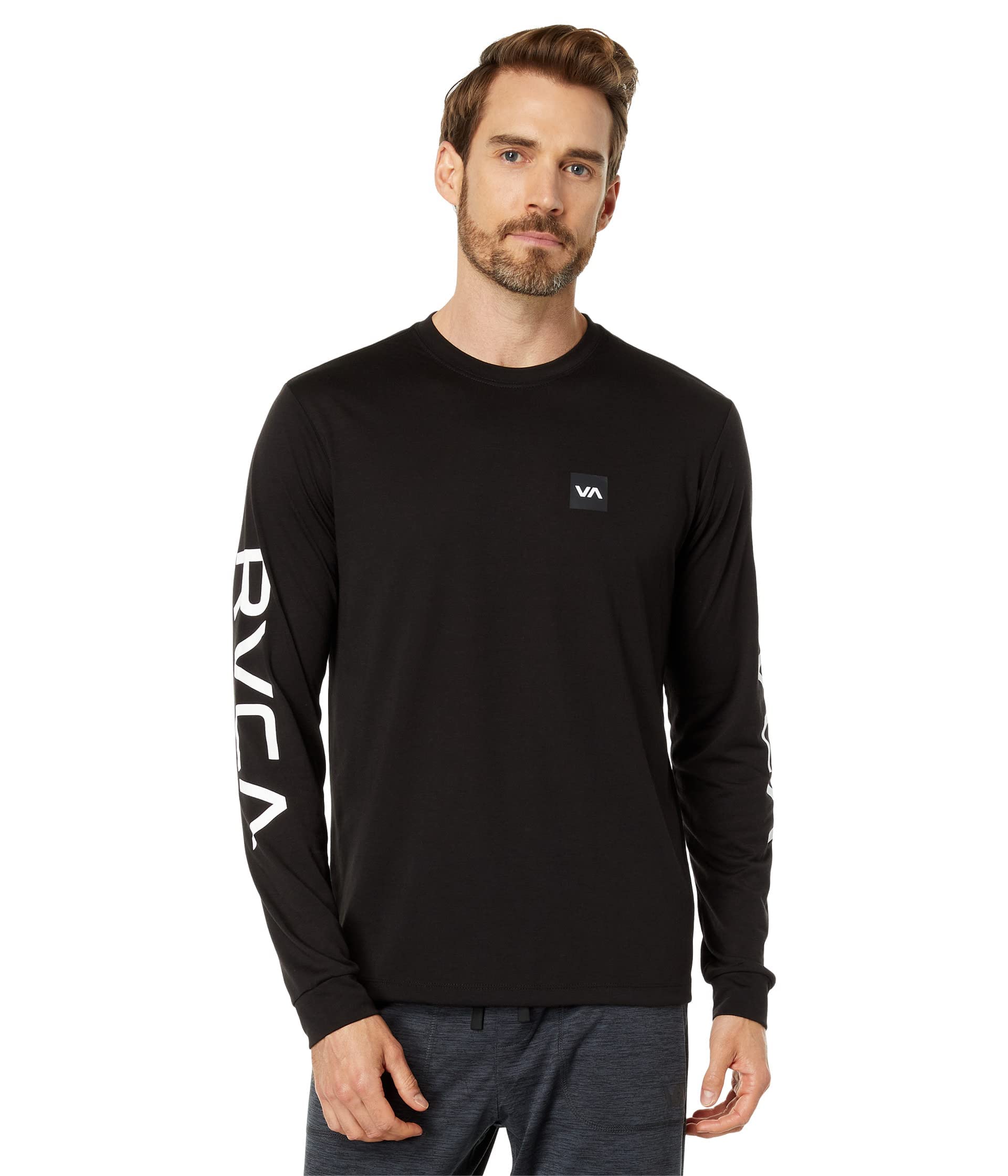 RVCA Mens Sport Drirelease Long Sleeve Tee - Yin Yang Balance Ls (Black, Large)