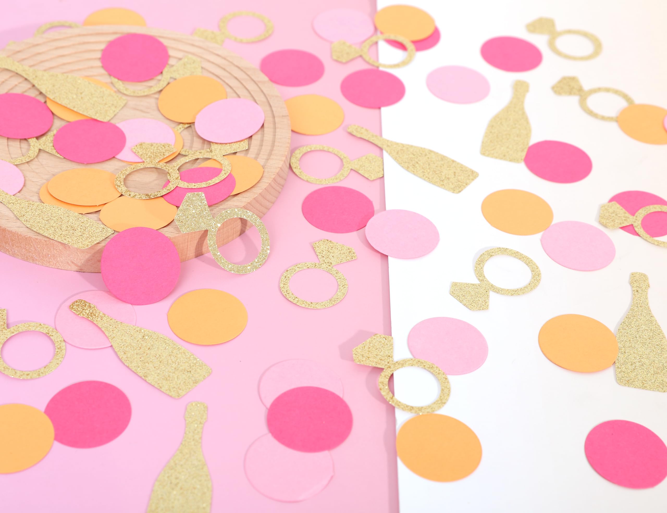 Veuve Before Vows Confetti Party Decor - Rendez Bridal Shower Photo props,Diamond Champagne Pink Rose Red Orange Round Confetti Perfect for Any Event