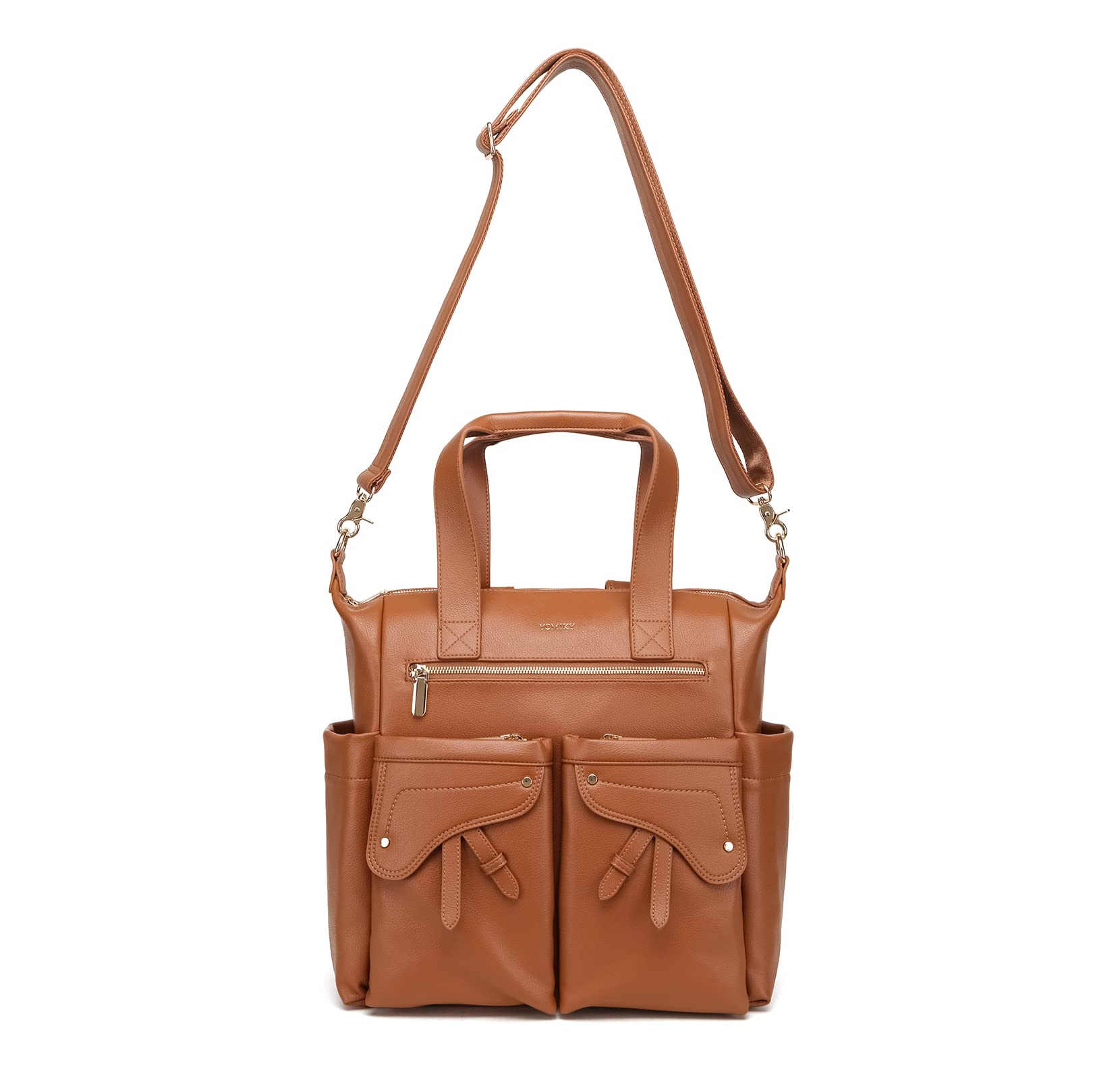 Yomiky Leather Diaper Bag Backpack, Diaper Bag Tote Travel Tote Bags with Large Capacity and Multiple Pockets
