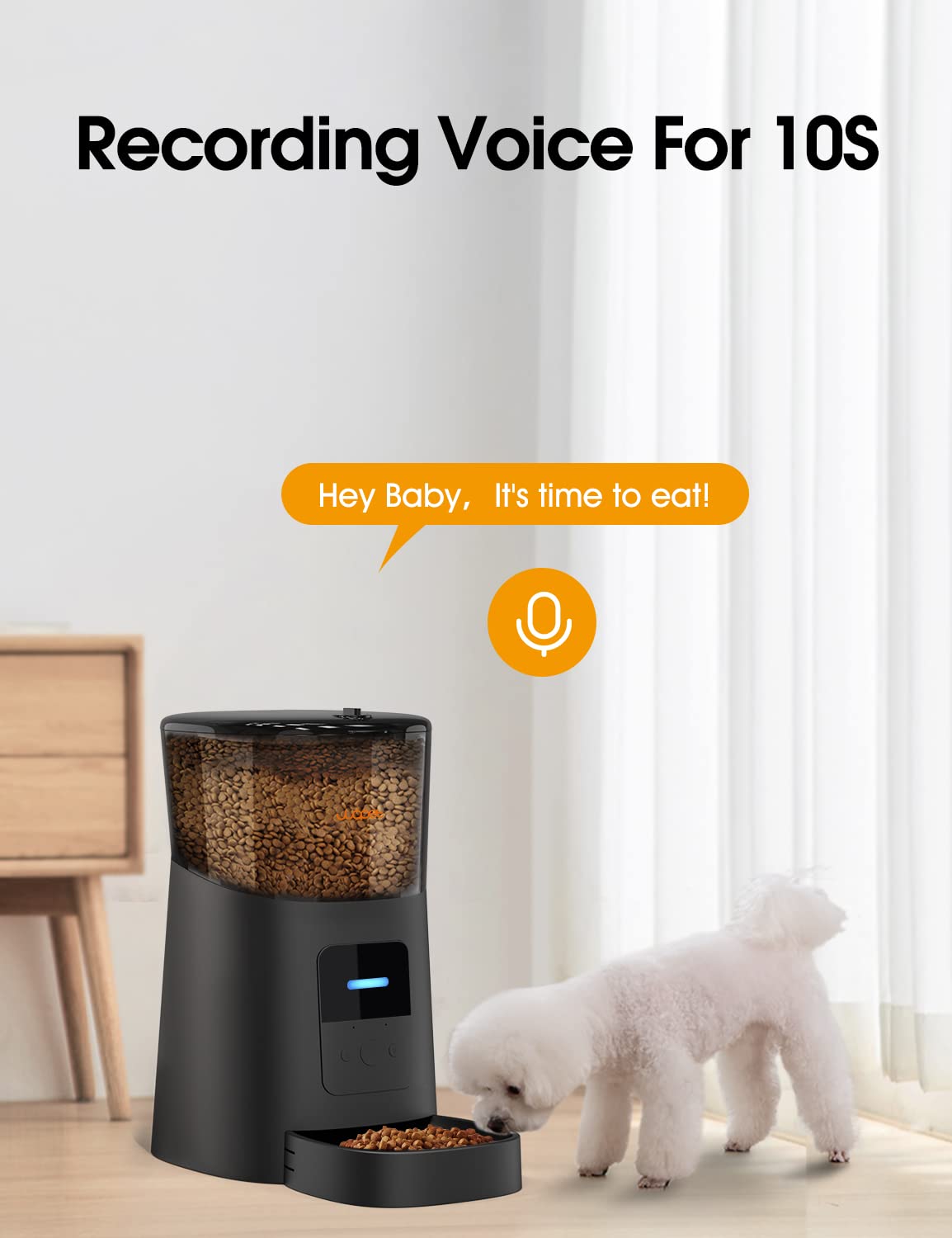 WOPET 6L Automatic Cat Food Dispenser,WiFi Automatic Cat Feeder with APP Control for Remote Feeding,Automatic Dog Feeder with Low Food Sensor and Voice Recorder,Up to 15 Meals per Day