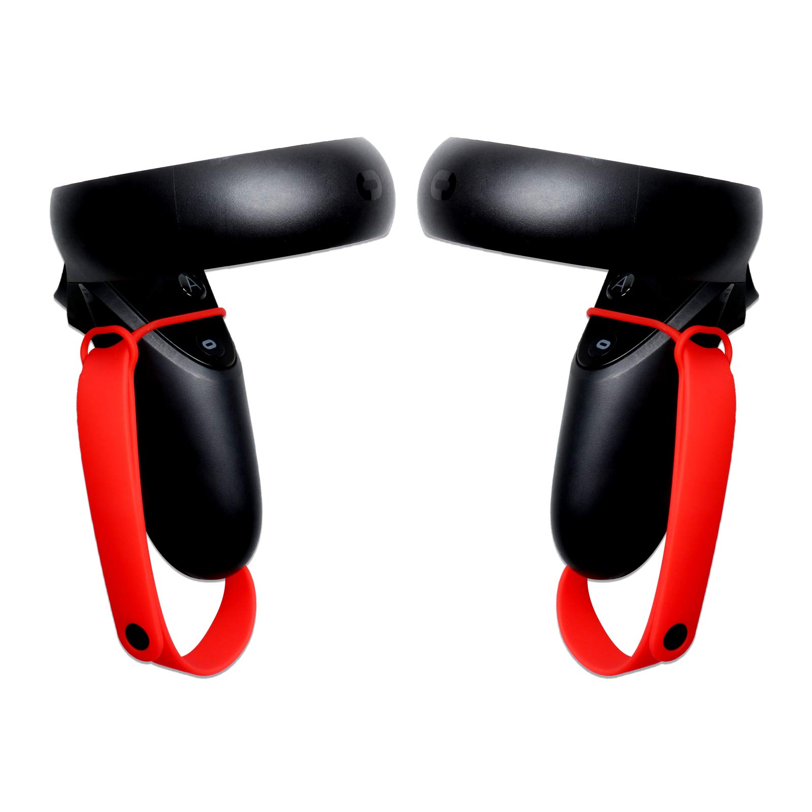 MODJUEGO VR Adjustable Handle Grip Cover, Soft Silicone Touch Controller Handle Fixing Strap for Oculus Quest/Rift S VR Controller Accessories (Red)