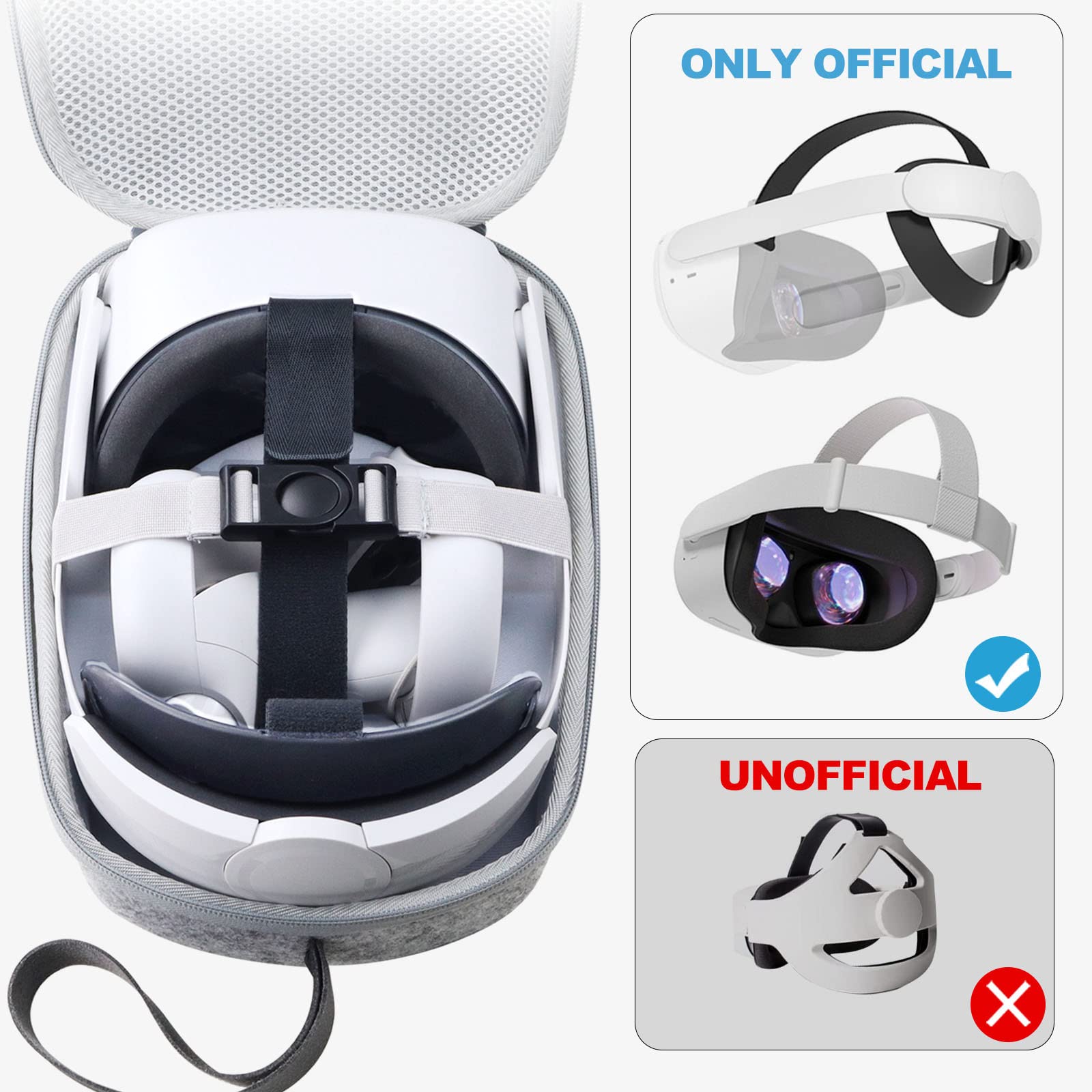 RETHONE Hard Carrying Case Compatible with Meta/Oculus Quest 2 Basic/Elite Version, Large Space Cover Storage Bag for Oculus Quest 2 & Other Accessories, Suitable for Travel and Home