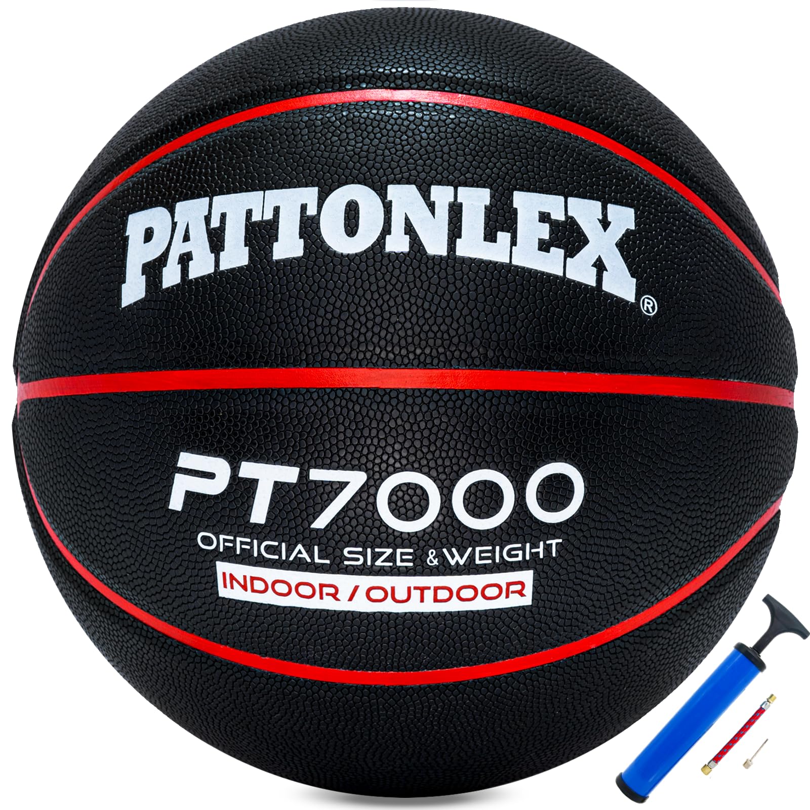 PATTONLEX Basketball - Official Size 7 (29.5") - Composite Leather - Indoor/Outdoor Ball for Men(Blue/Yellow)