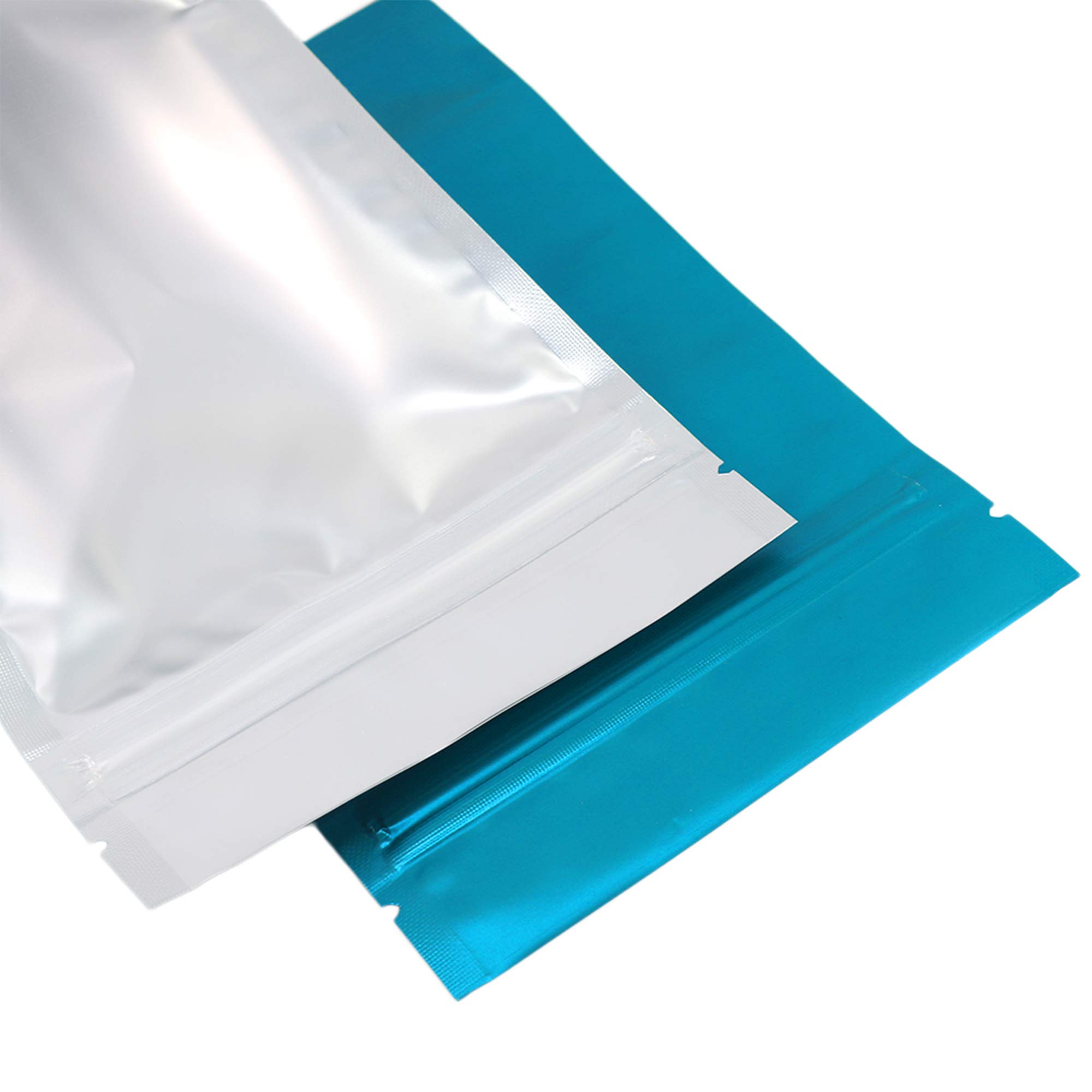QQ Studio Single-Sided Matte Metallized Foil Stand Up Packaging Bags with Resealable for Dry Pasta Products (Frosted Front & Matte Blue, 10x15cm (3.9x5.9"))