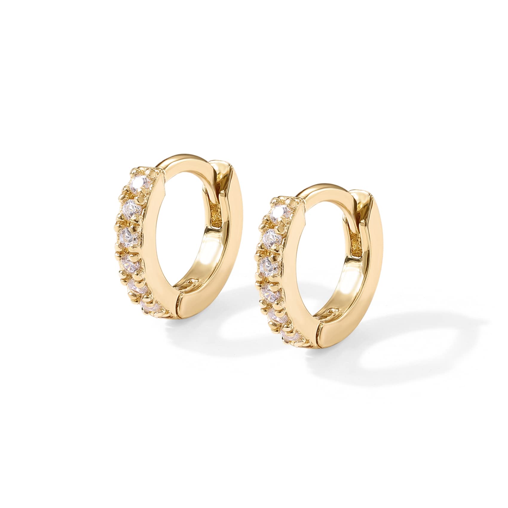 PAVOI 14K Cubic Zirconia Mini Huggies (Mini, Yellow Gold)