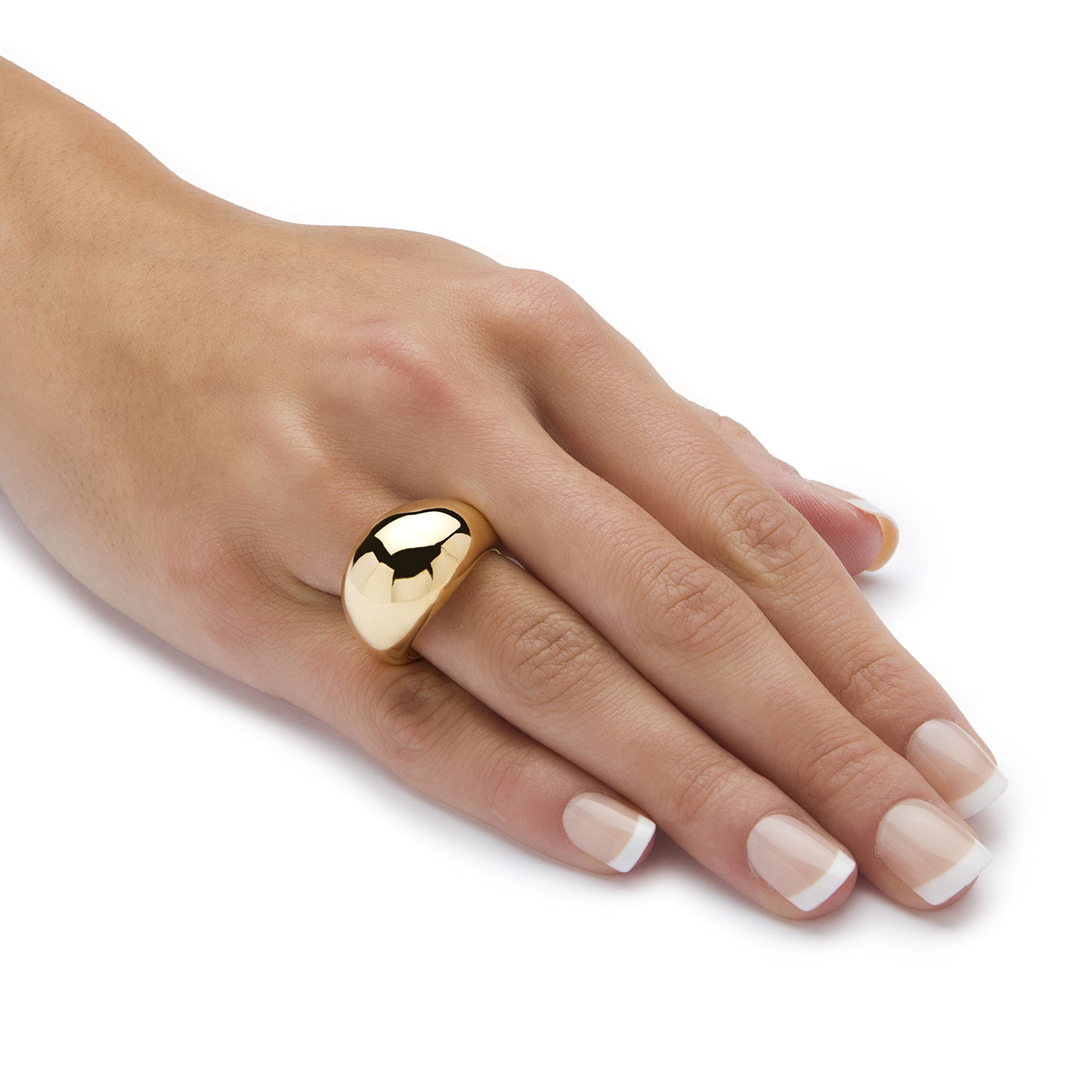 PalmBeach 14K Yellow Gold Nano Diamond Resin Filled Polished Dome Ring (6.5mm) Sizes 7-10 Size 10