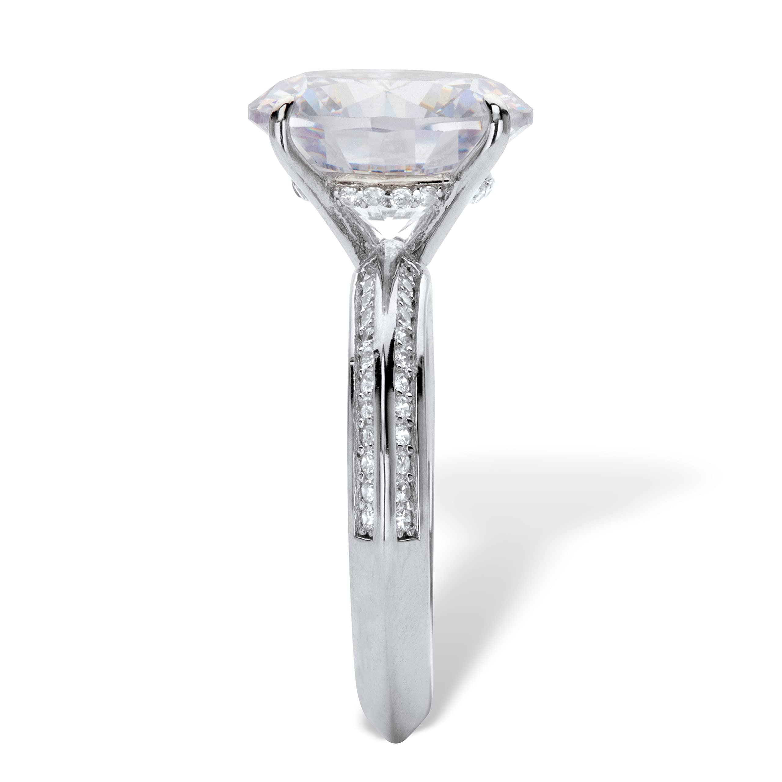 PalmBeach Jewelry Yellow Gold-Plated or Platinum-Plated Sterling Silver Round Cubic Zirconia Tapered Engagement Ring Size 9