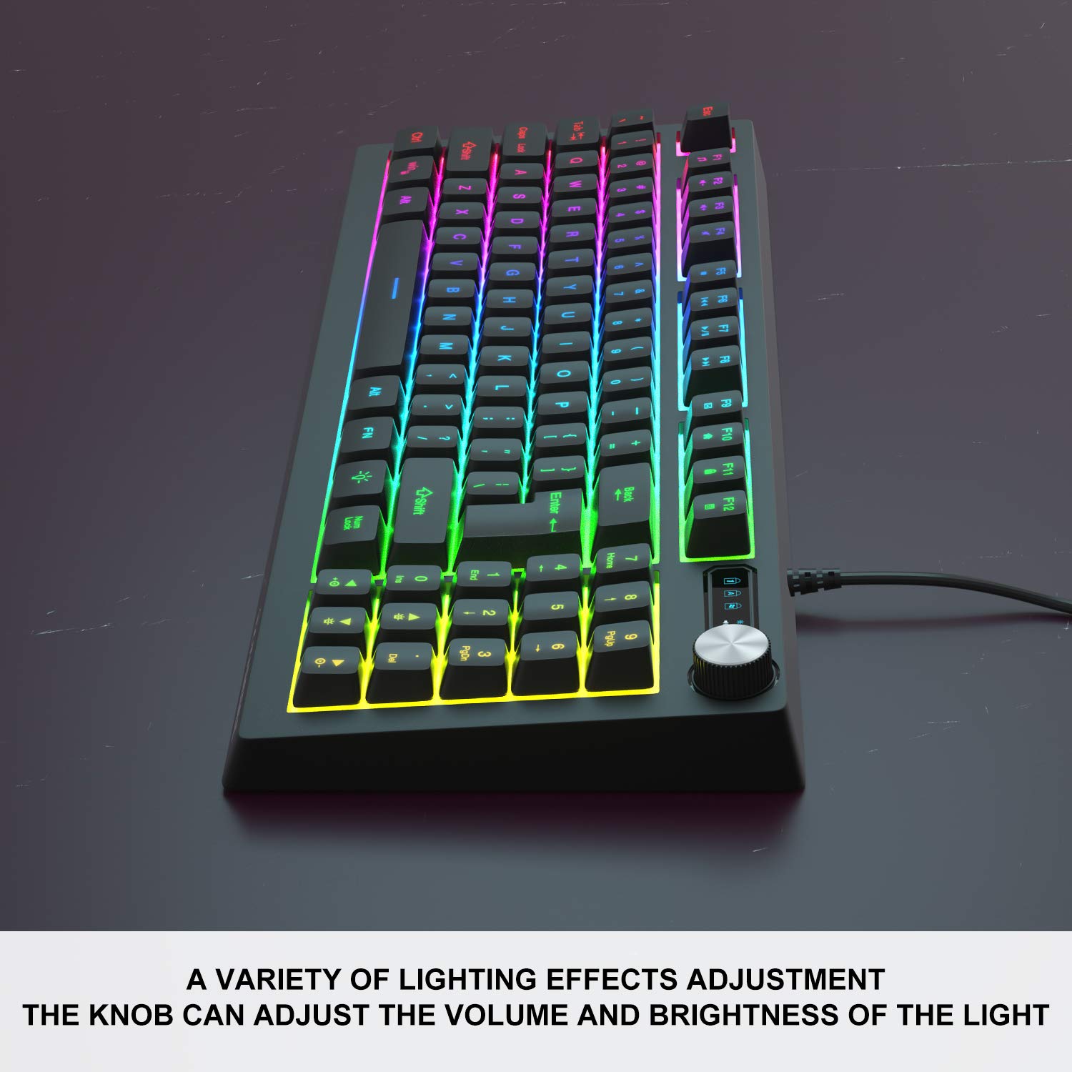 MageGee GT698 TKL Gaming Keyboard, 89 Keys RGB Rainbow Backlit Computer Keyboard, Anti-Ghosting USB Wired Gaming Keyboard for Windows Gaming PC Laptop