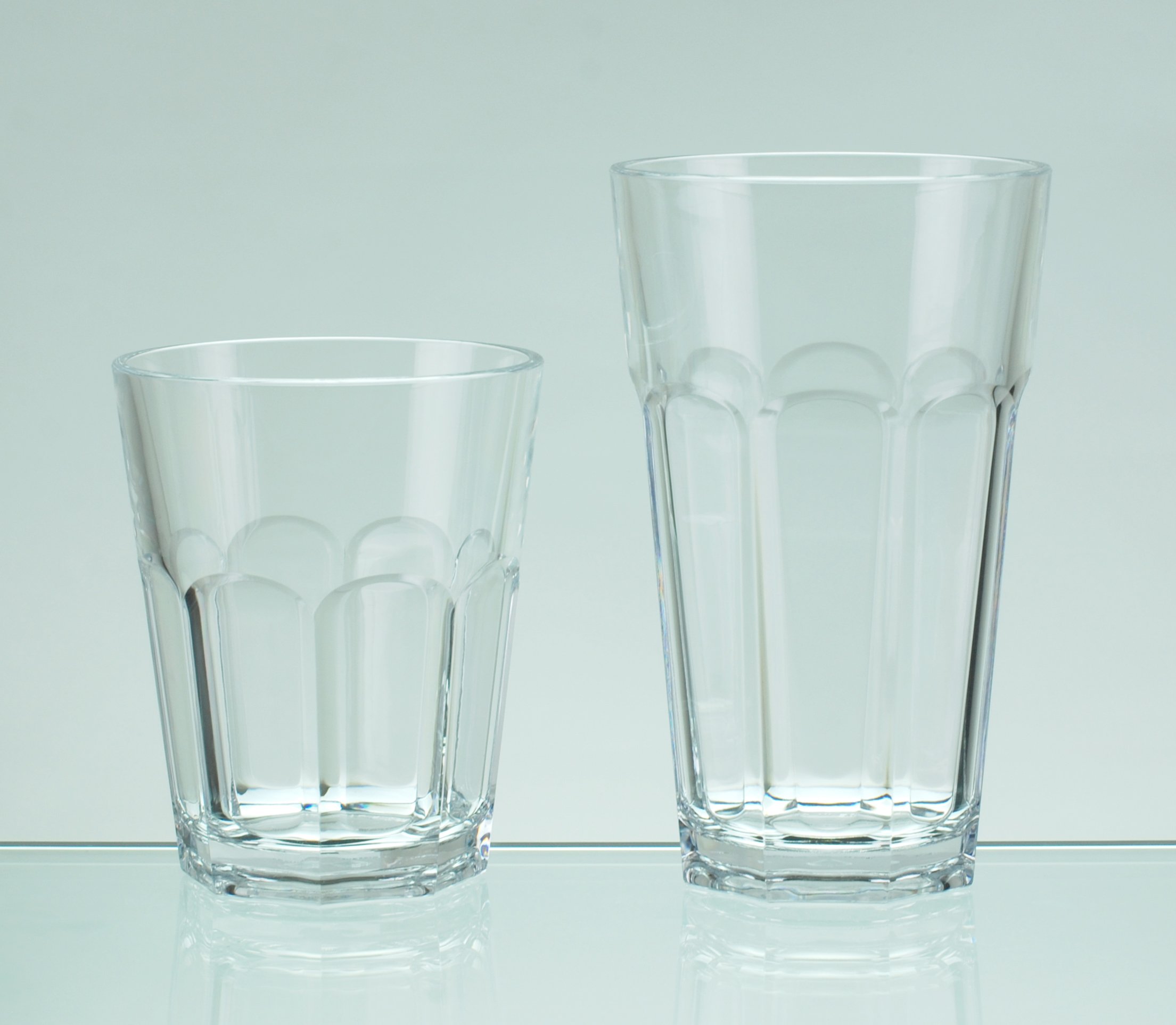 QG 18 oz Clear Acrylic Plastic Iced Tea Cup Drinking Glass Tumbler Octangle Base Set of 6