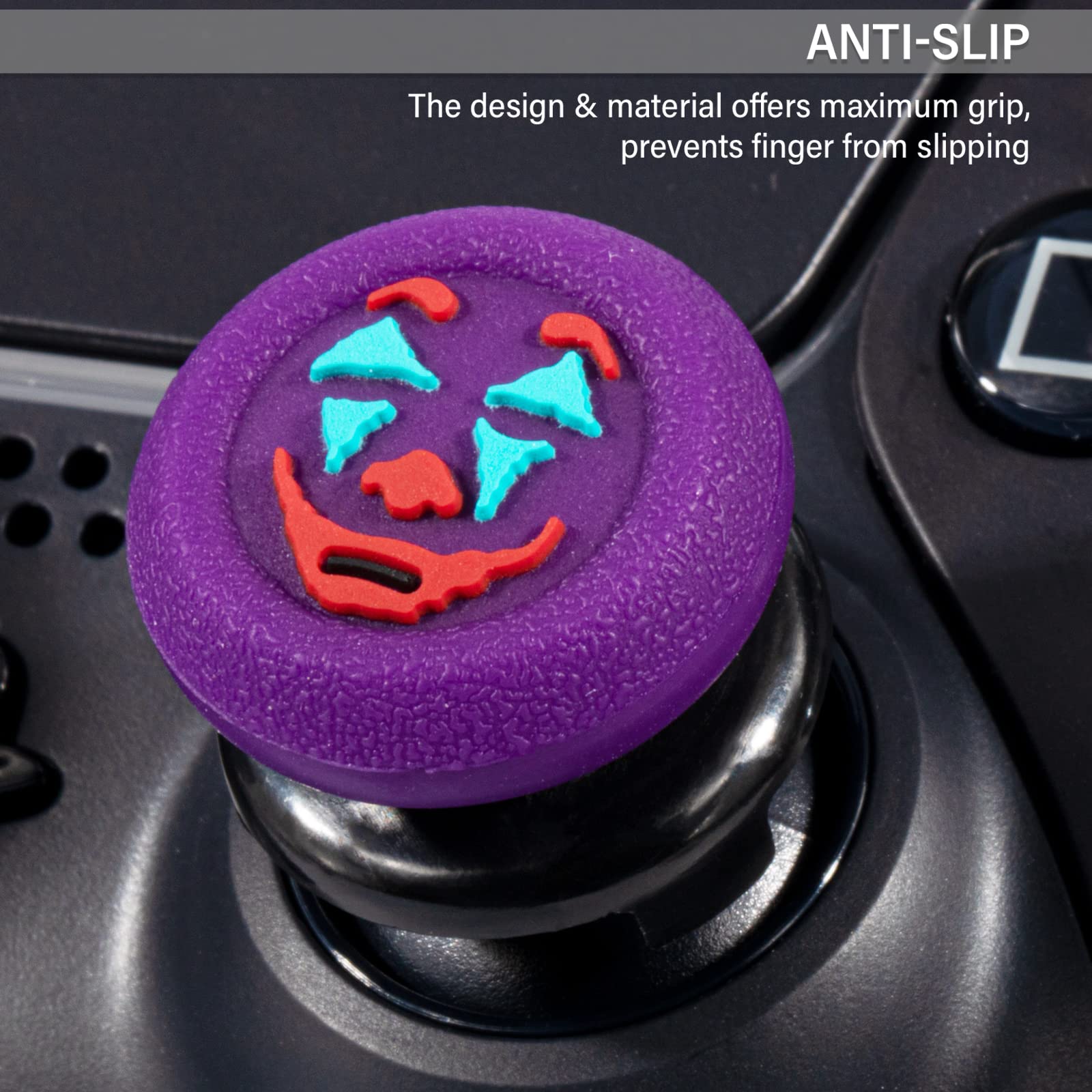 Playrealm FPS Thumbstick Extender & Texture Rubber Silicone Grip Cover 2 Sets for PS5 & PS4 Controller (Joker Purple)