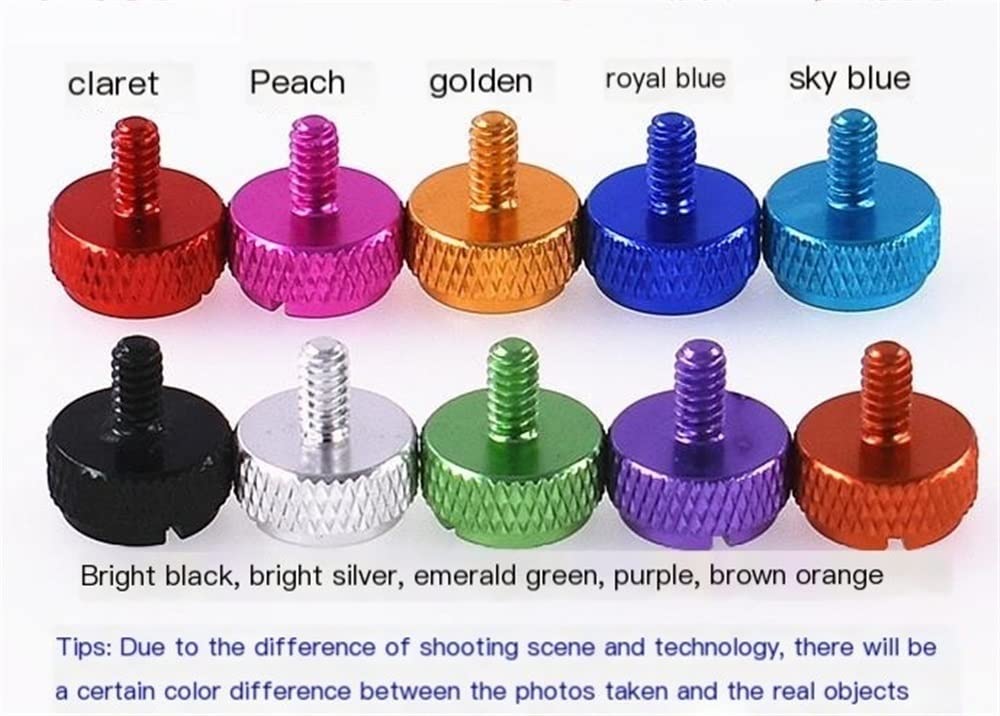 WAAZI Screw 6-32 * 6.5mm Desktop Computer Case Side Cover Hand Twist Slotted Screws (Color : Brown Orange)