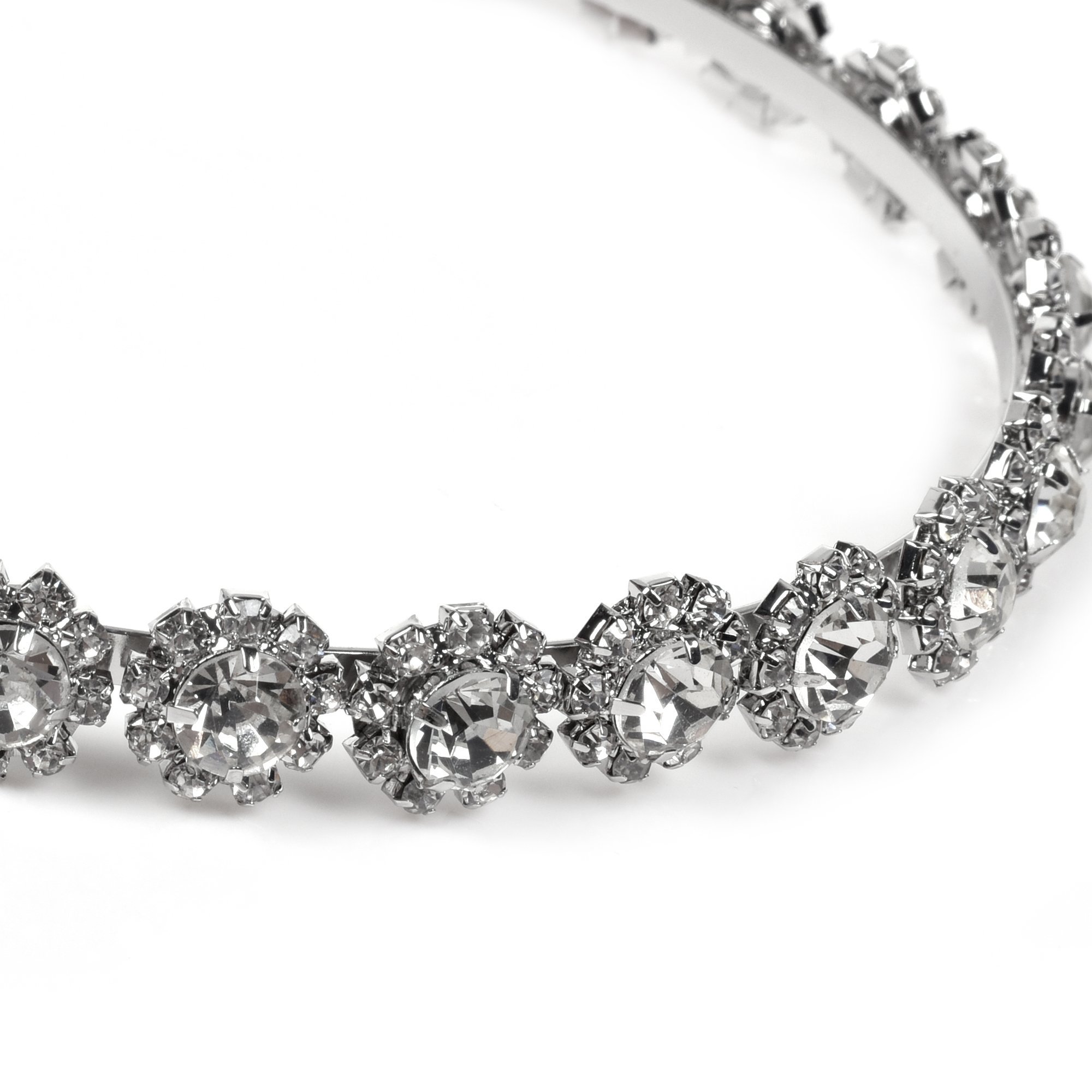 KLOUD City Fashion Bridal Rhinestone Crystal Headband Pageant Prom Tiny Flower Clear Beads Tiara Silver Tone