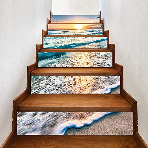 Master_GGGGG Stickers 3D Innovative DIY White Spray Decorative Adhesive Stair Stickers - Waterproof Stair Riser Decals - Peel and Stick Stair Stickers Decoration 6pcs/set 18cm X 100cm