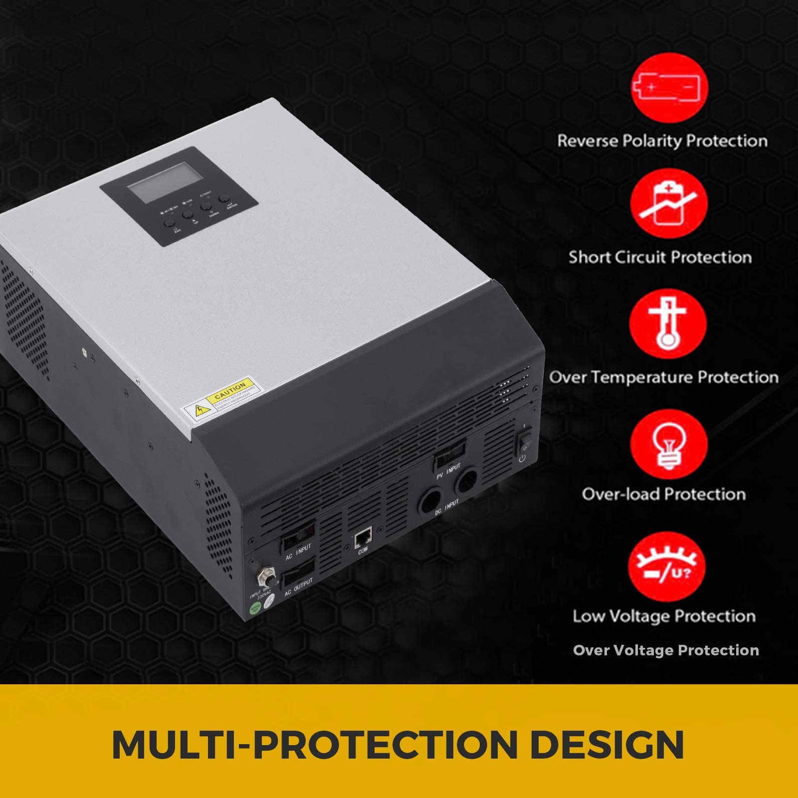 Mophorn Inverter Solar Pure Sine Wave Power Solar Charger DC AC Output with Utility Charger (3KVA 24V MPPT)
