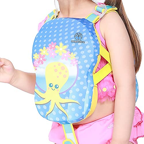 Megartico Swim Foam Pad Trainer Learning Floatation Padded Vest (Blue Yellow Octopus, 4-6 Year)