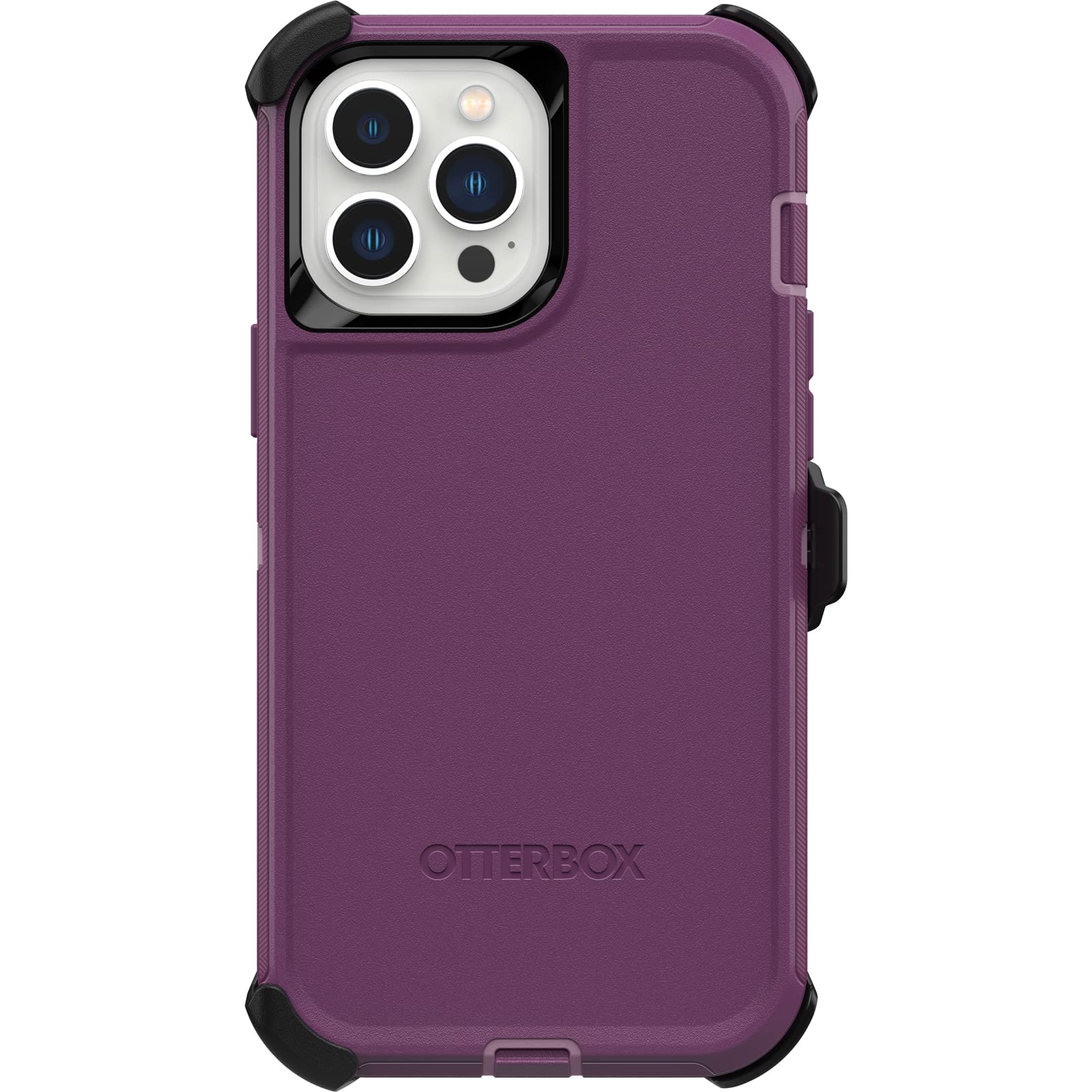 OtterBox iPhone 13 Pro Max & iPhone 12 Pro Max Defender Series Case - HAPPY PURPLE, rugged & durable, with port protection, includes holster clip kickstand