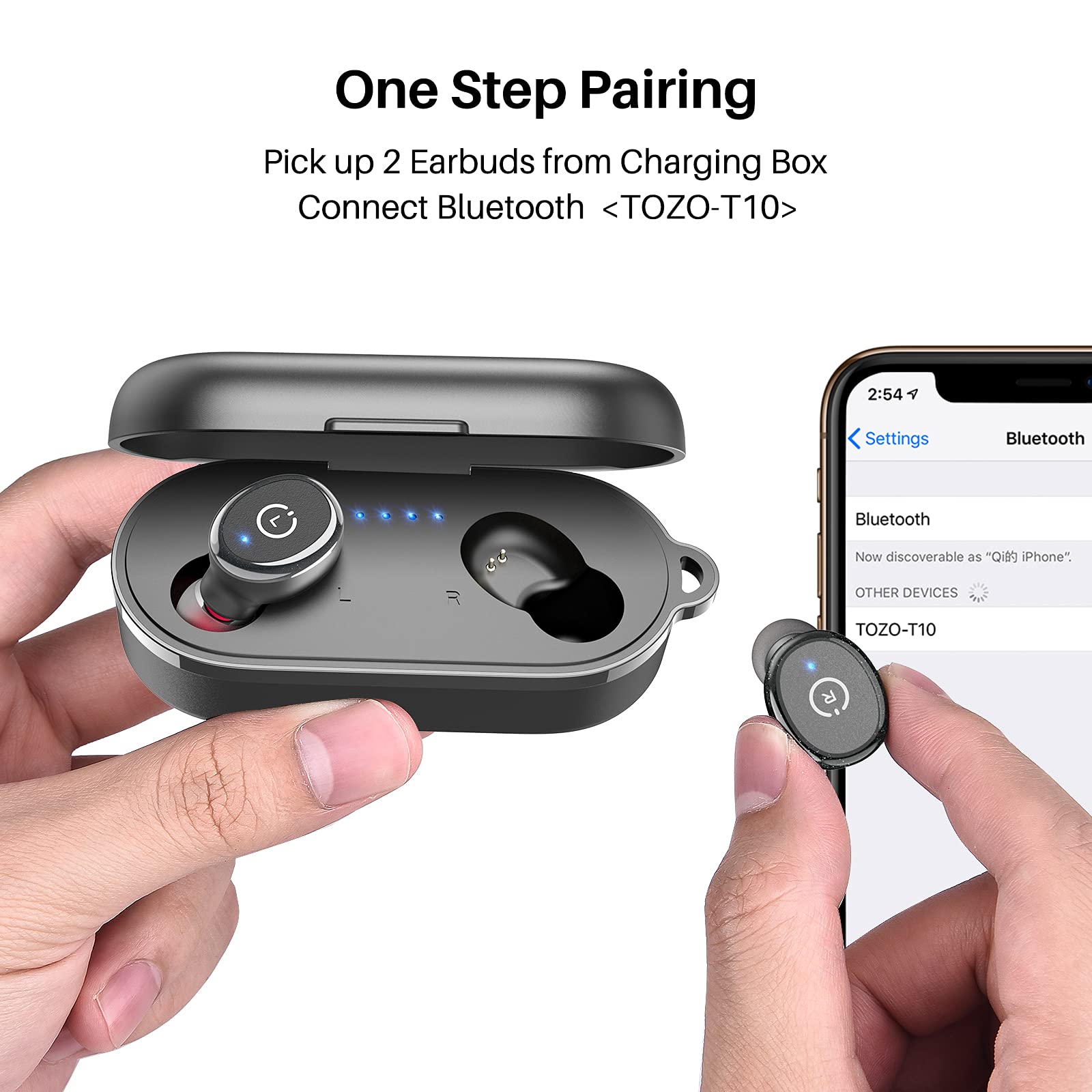 TOZO T10 Bluetooth 5.3 Wireless Earbuds Black S2 44mm 2023 Smart Watch Alexa Built-in Fitness Tracker Black