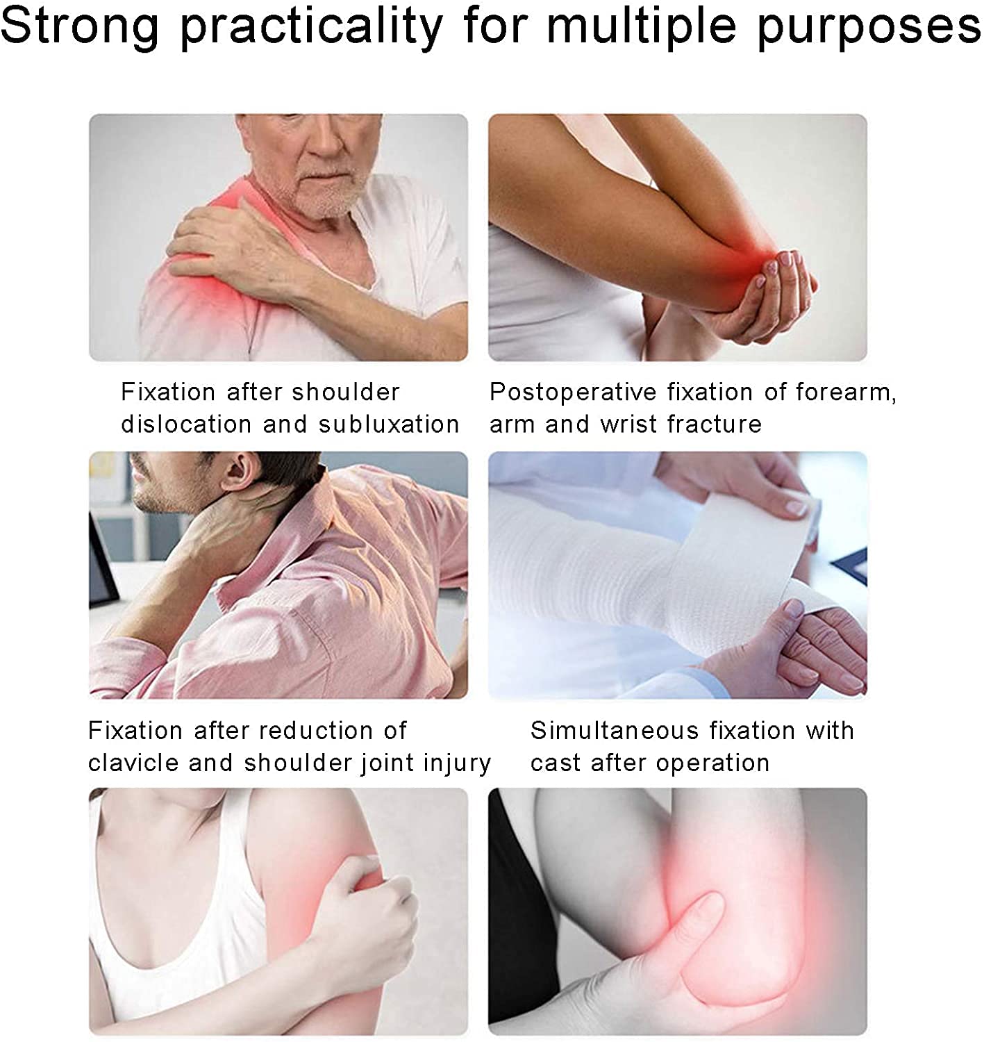 QIANMEI Fixed Elbow Brace Shoulder Immobilizer,Arm Support Sling Lightweight Breathable Suitable for Elbow Joint Fixation, Shoulder Clavicle Injuries, Arm Fractures and Use After Surgery