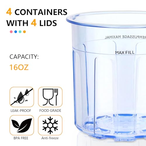 LOMILD 4 Pack Pints And Lids Compatible With Ninja Creami NC300 NC301 NC299AMZ Series Ice Cream Makers, Dishwasher Safe & BPA-Free