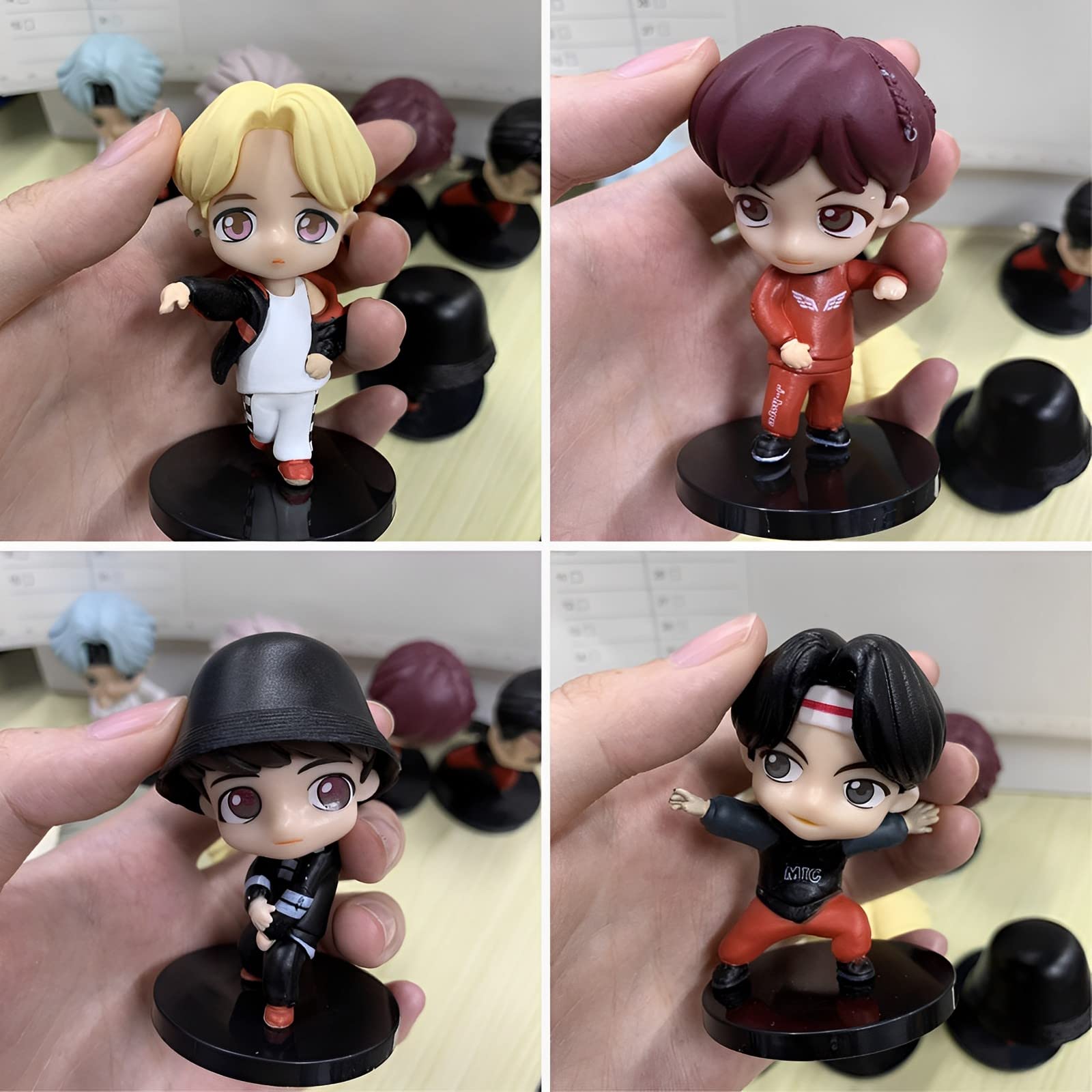 SurpriseSeptember 7pcs BTS Cake Toppers Character Set of Action Figures Toys,BTS Mini Figurines Dolls Birthday Party Supplies Car Desktop BTS Birthday Decorations (D)
